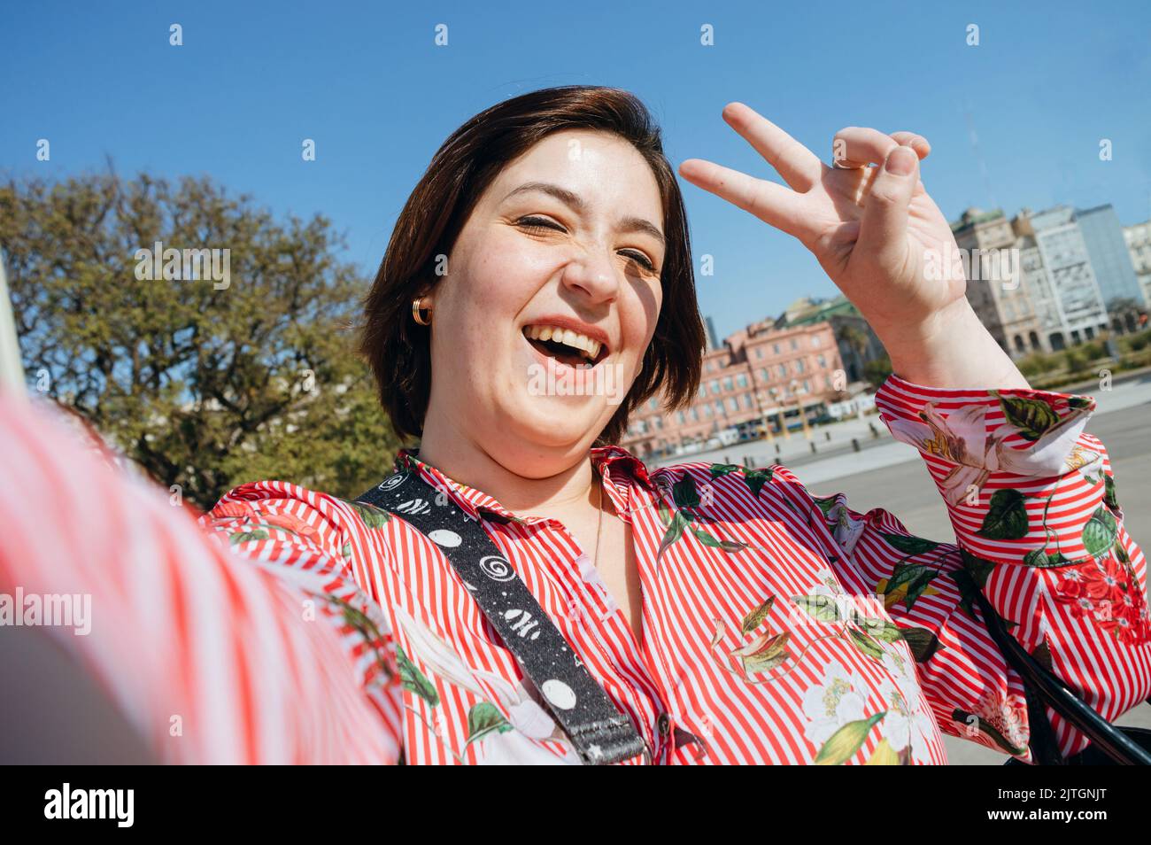 Selfie portrait of content latin caucasian argentinian plus size young ...
