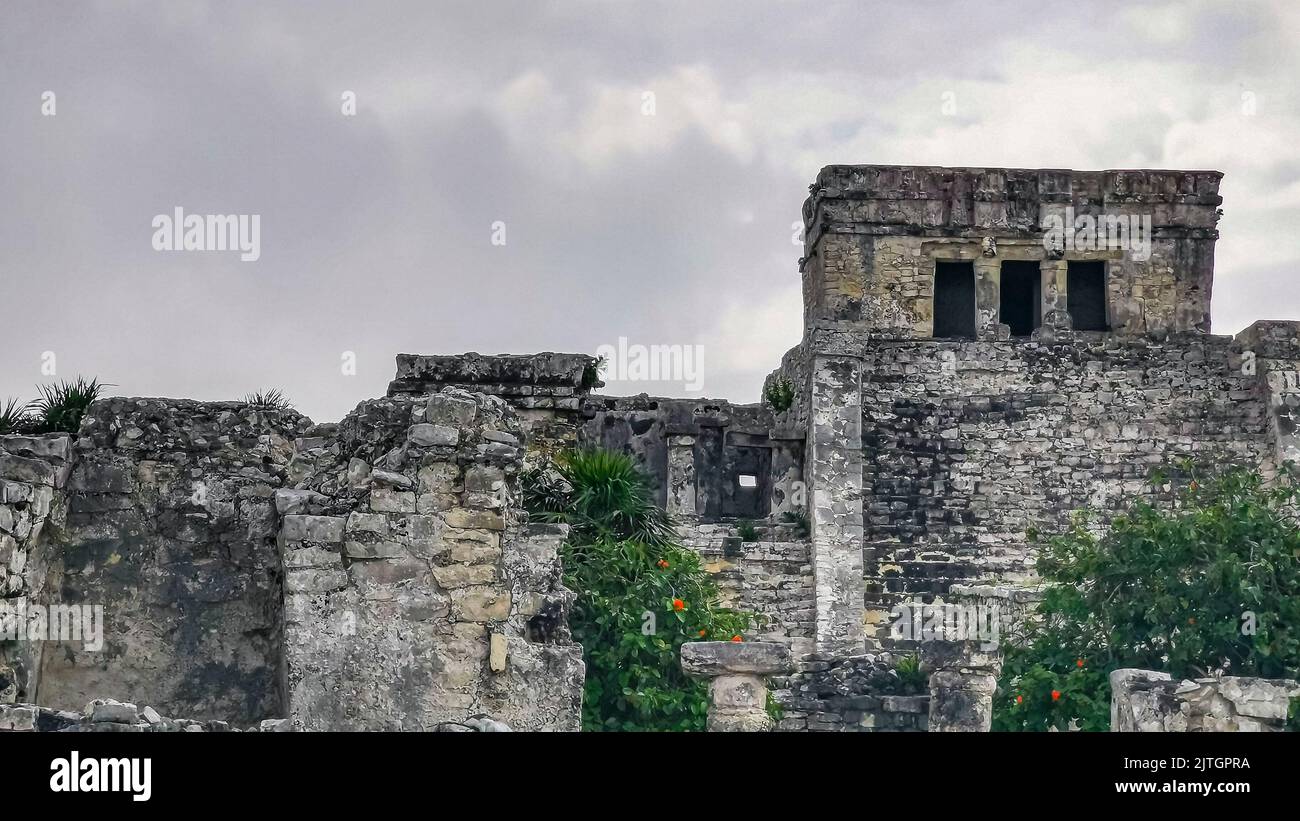 Ancient Tulum ruins Mayan site with temple ruins pyramids and artifacts ...