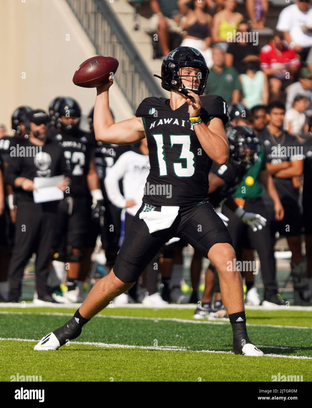 August 27, 2022 - Hawaii Rainbow Warriors quarterback Brayden Schager ...