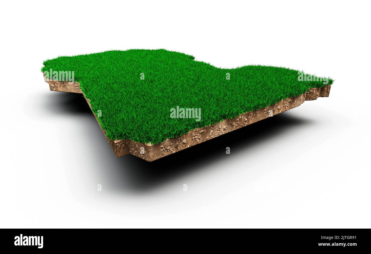 The Libya Map in form of a grass field with rocky ground isolated on ...
