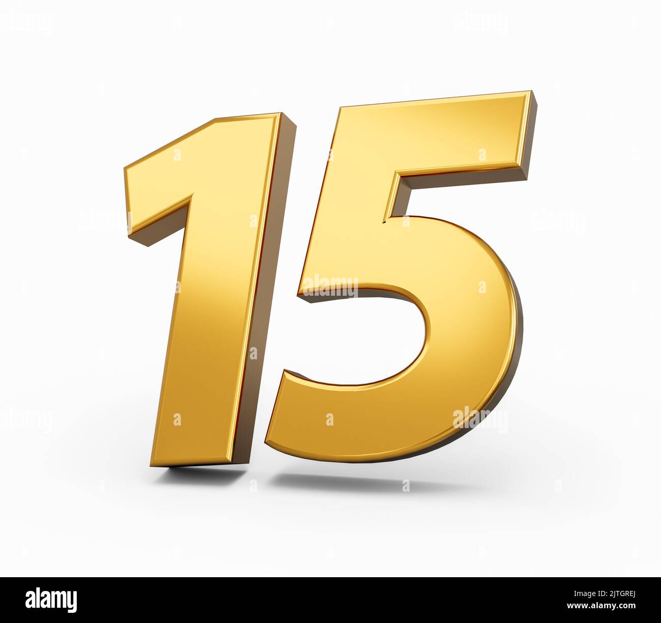 A 3d rendering of a golden number15 isolated on white background Stock ...