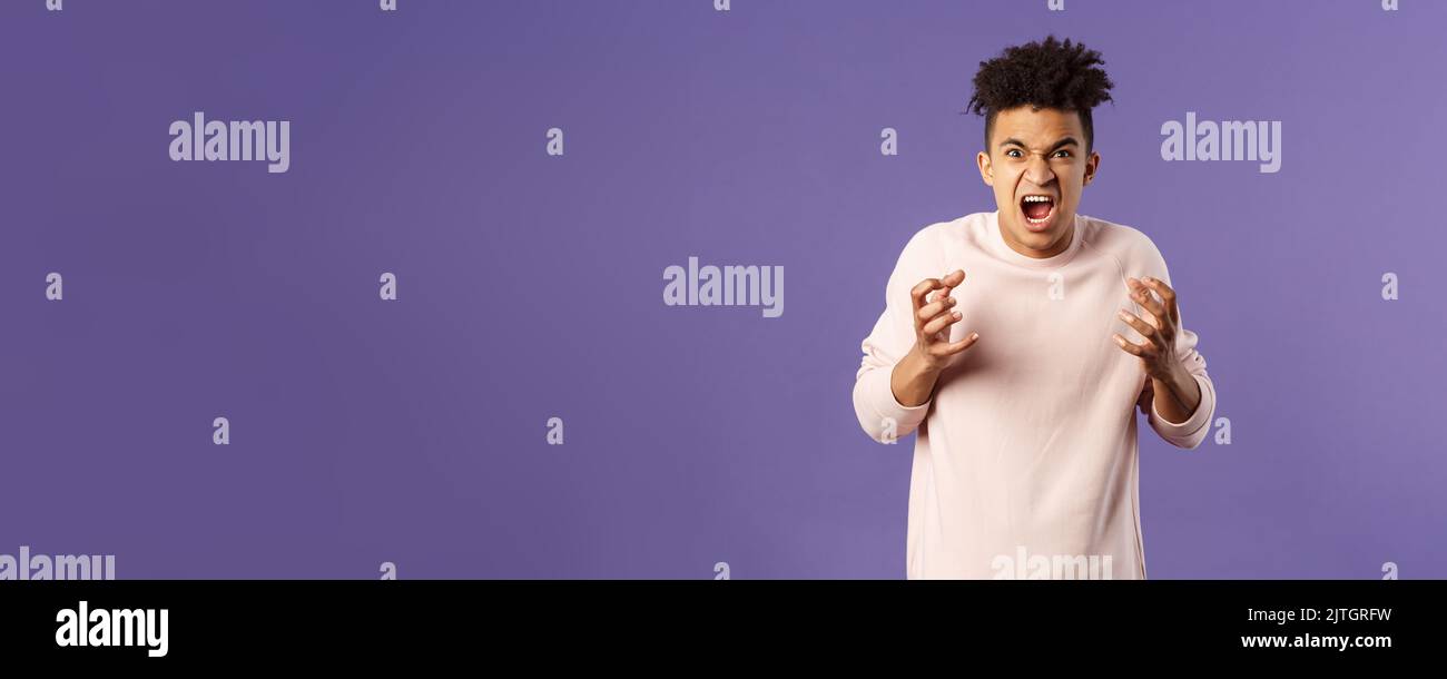 Portrait of hateful, outraged young hispanic man losing his temper ...