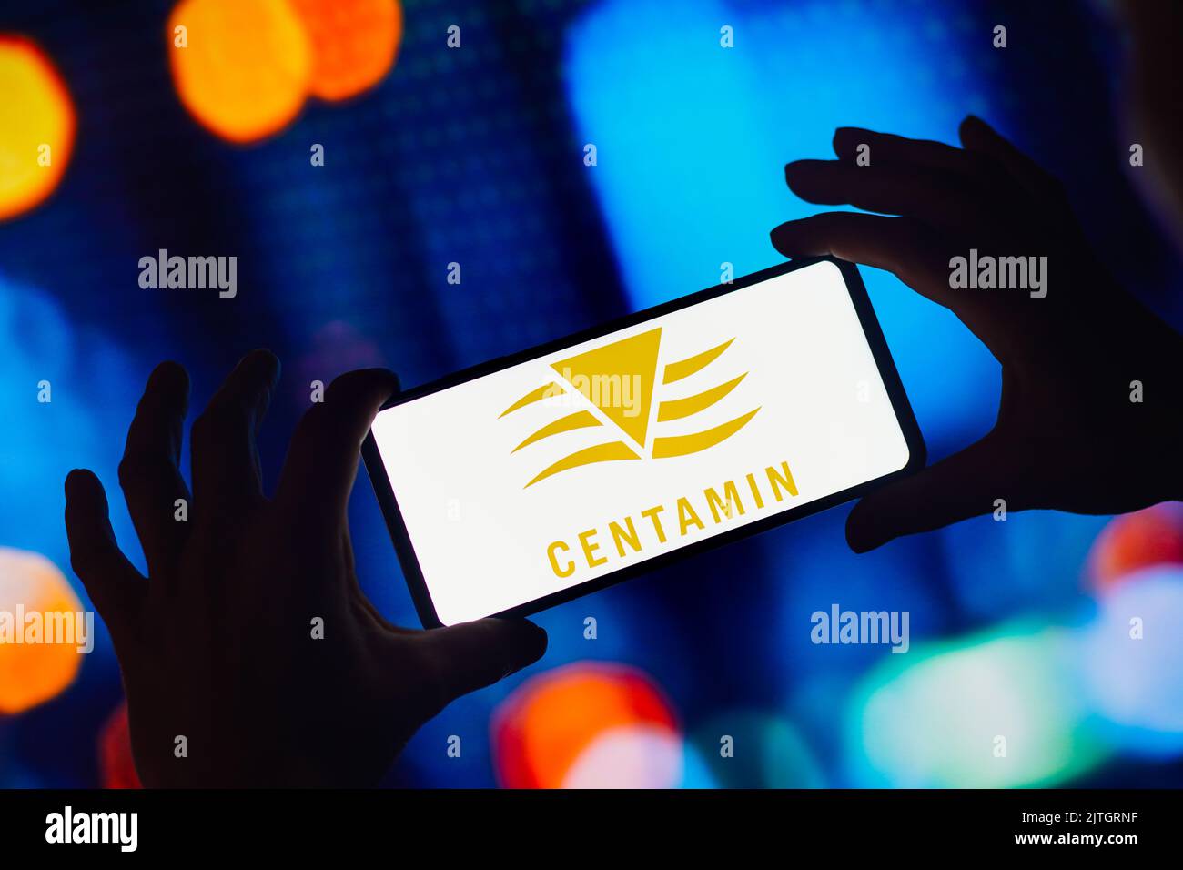 In this photo illustration, the Centamin plc logo is displayed on a ...