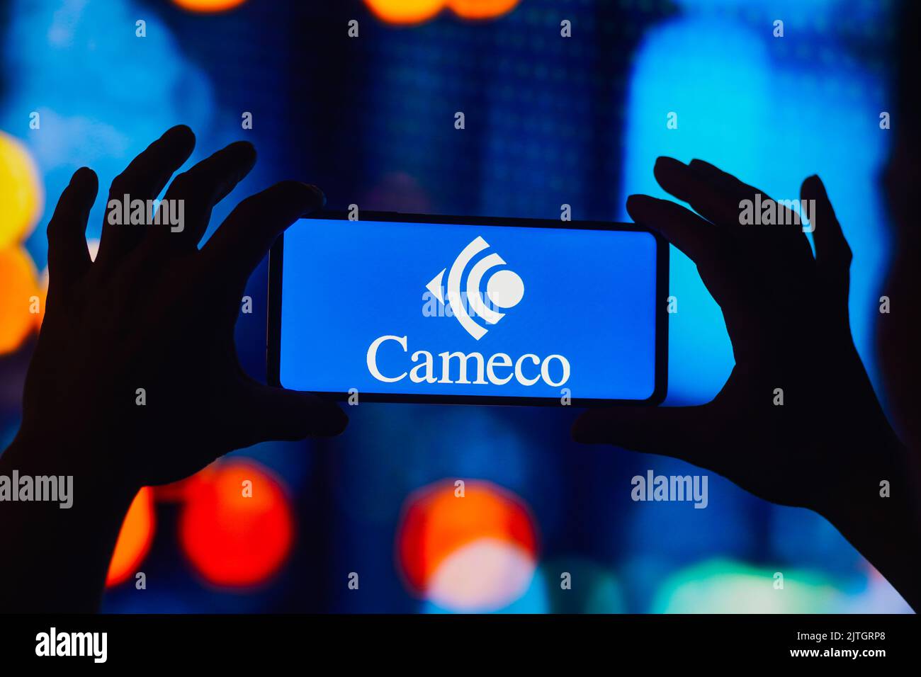In this photo illustration, the Cameco Corporation logo is displayed on ...
