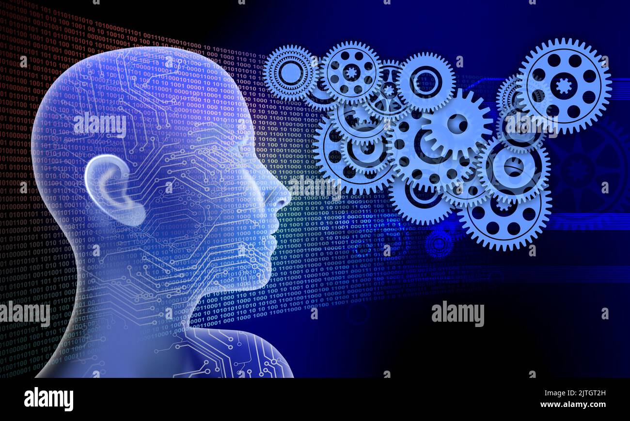 An illustration of a binary industrial global business mind background ...