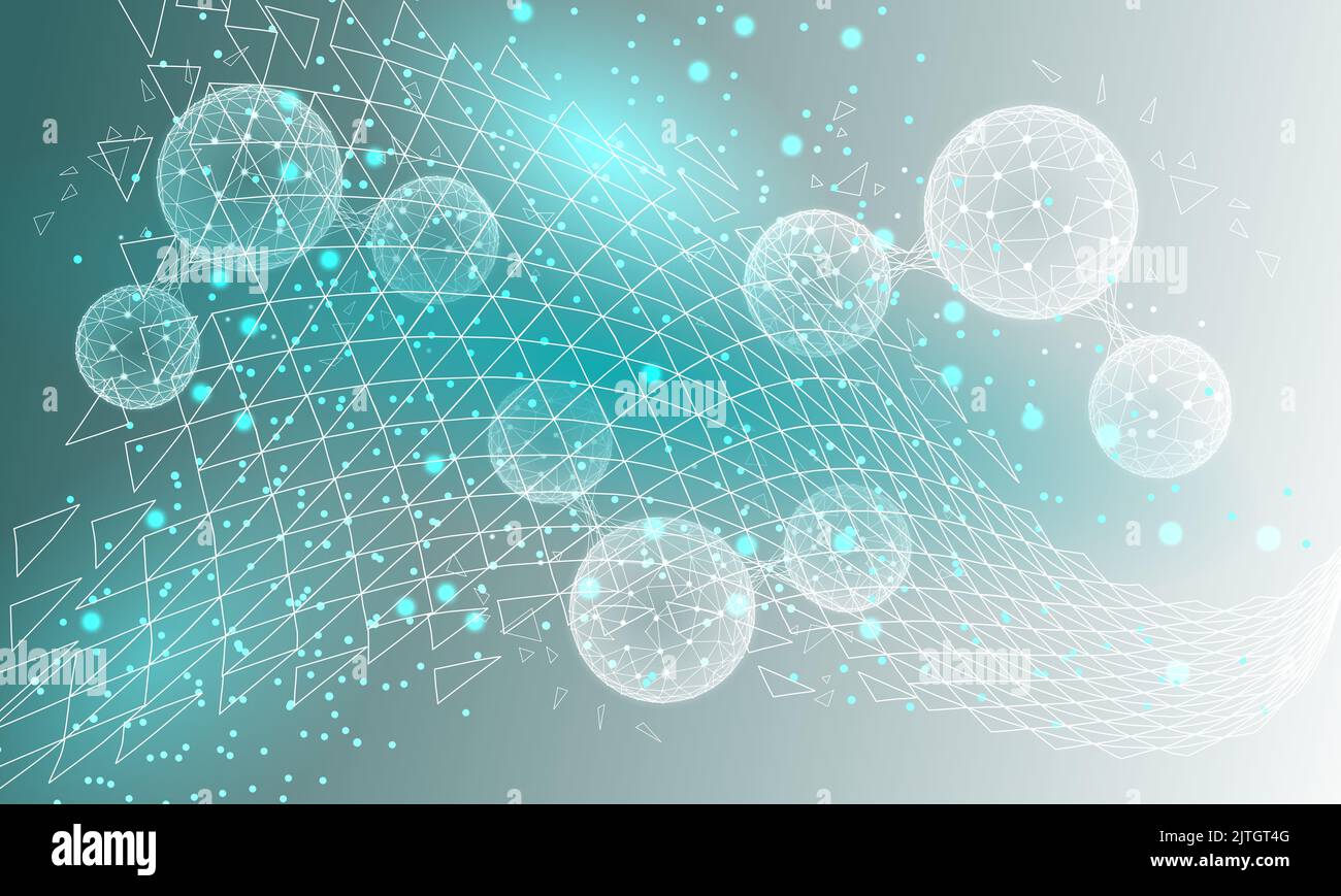 A 3D rendering illustration of a space polygonal - innovative polymer ...