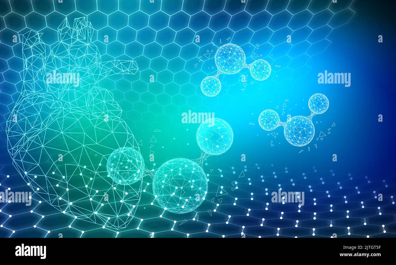 A 3D rendering illustration of a space polygonal - innovative polymer ...