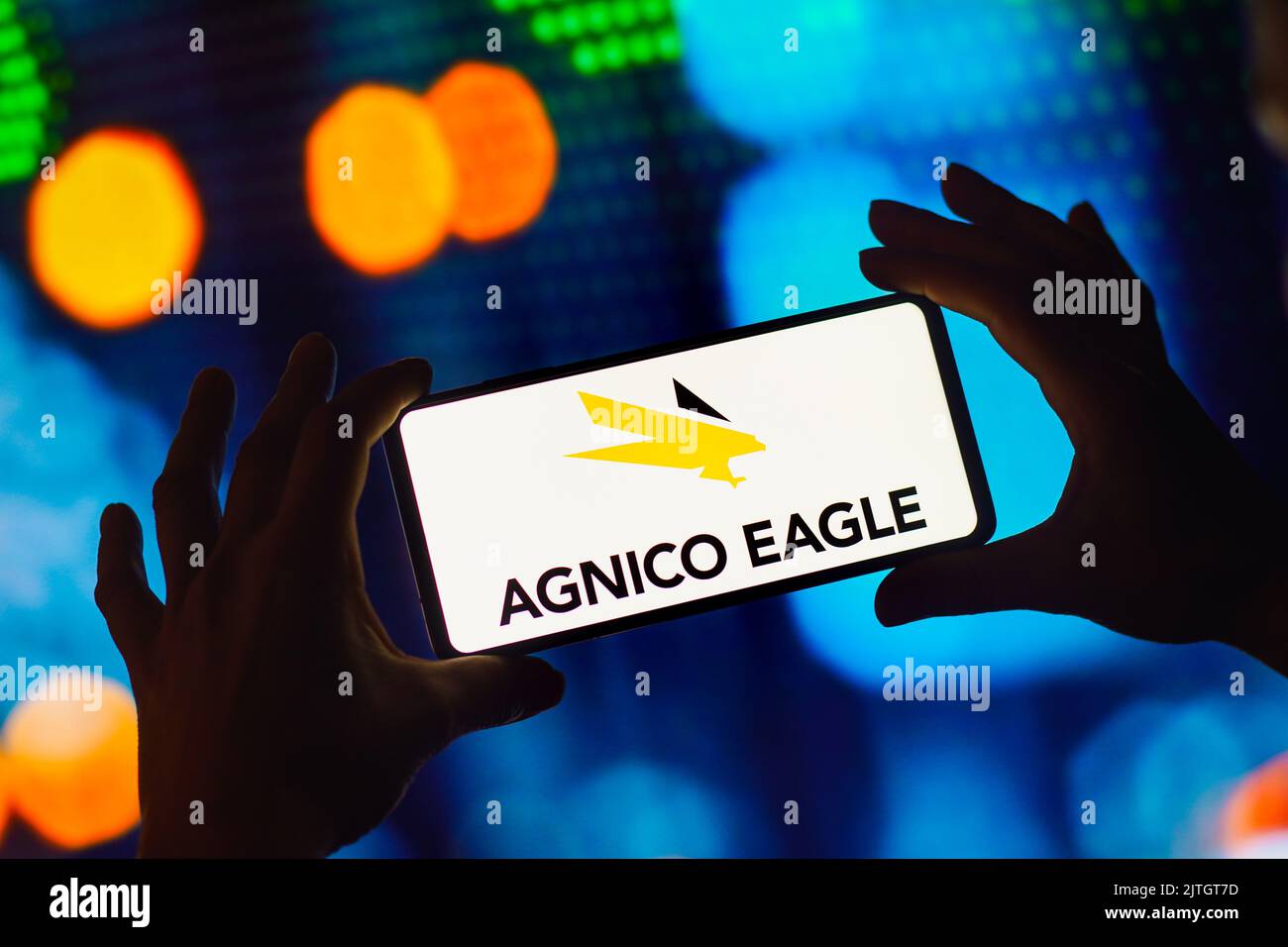 In this photo illustration, the Agnico Eagle Mines Limited logo is ...