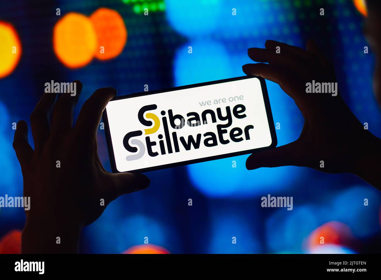 In this photo illustration, the Sibanye-Stillwater logo is displayed on ...
