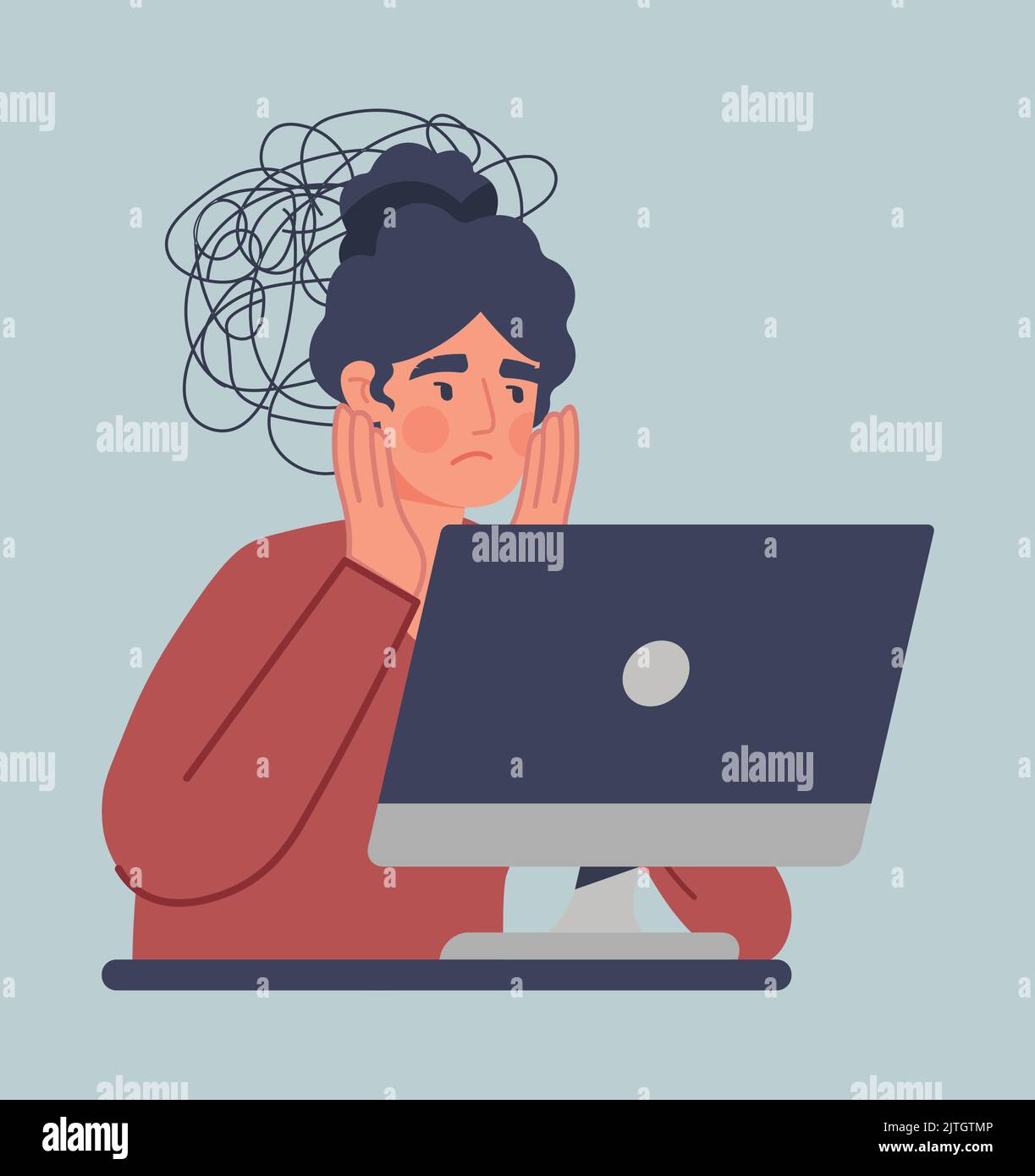 Woman upset computer Stock Vector Images - Alamy