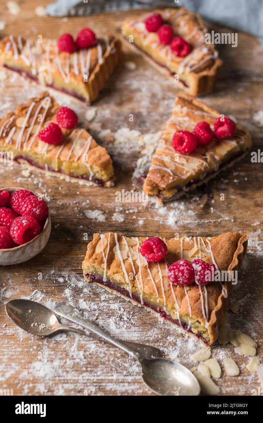 Homemade Bakewell tart with raspberries Stock Photo - Alamy