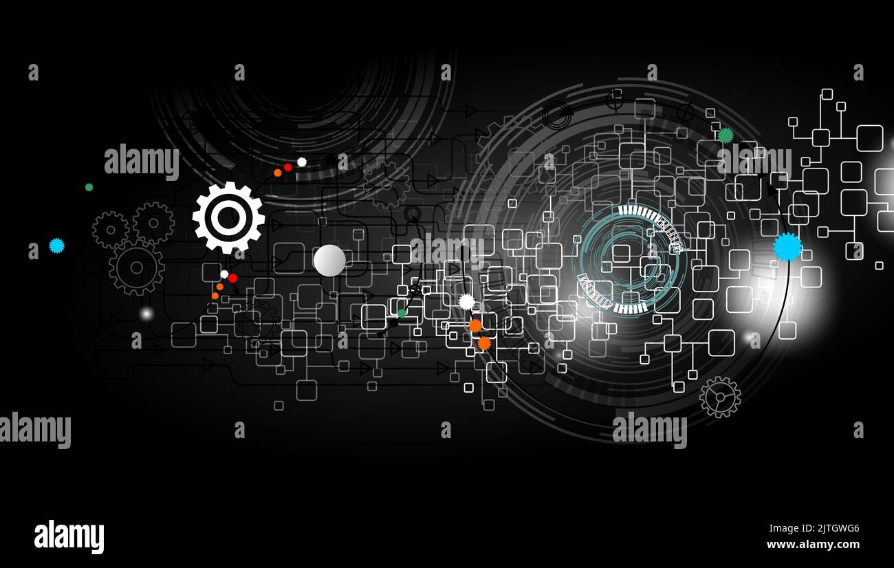 Abstract cogs futuristic global Molecules technology with linear and ...