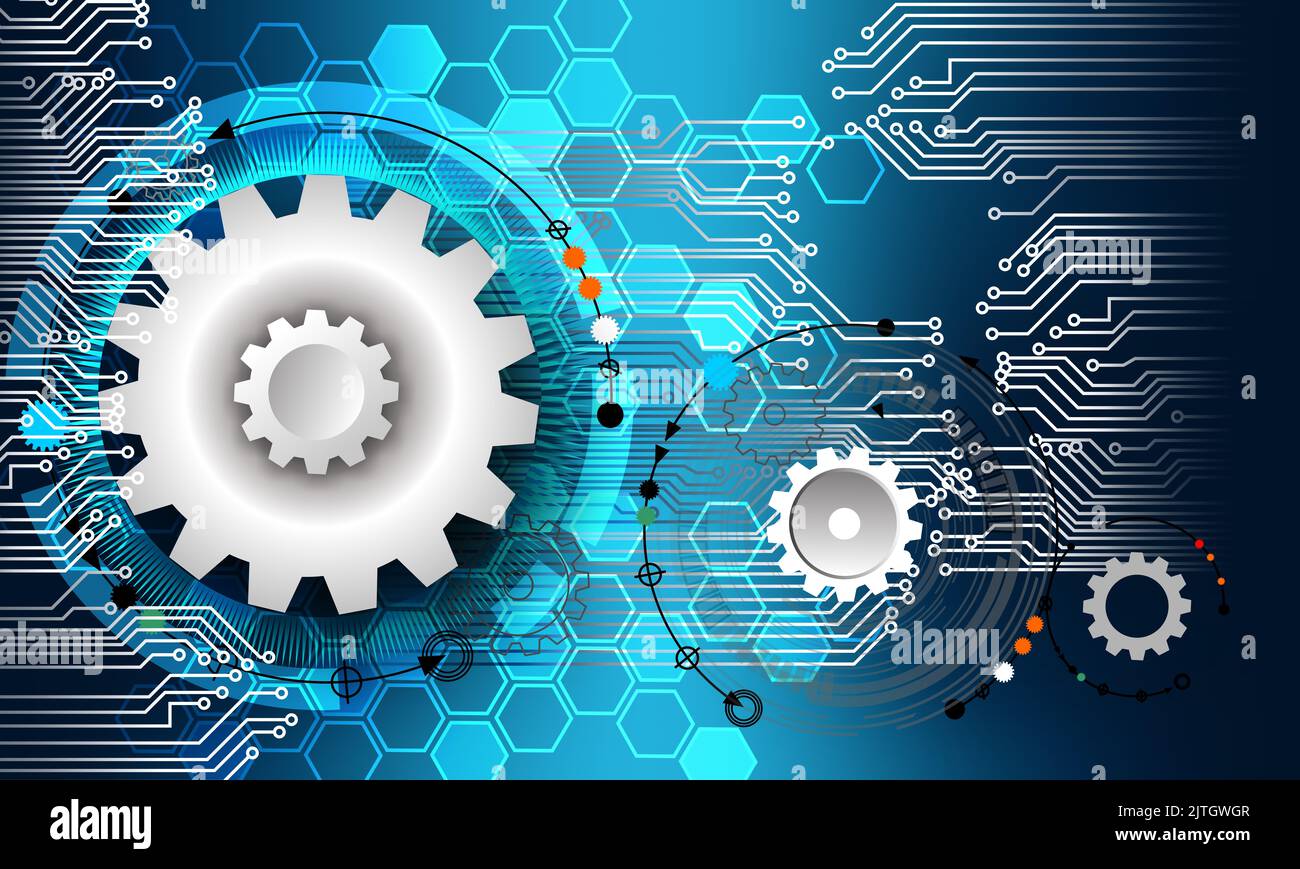 Abstract cogs futuristic global Molecules technology with linear and ...