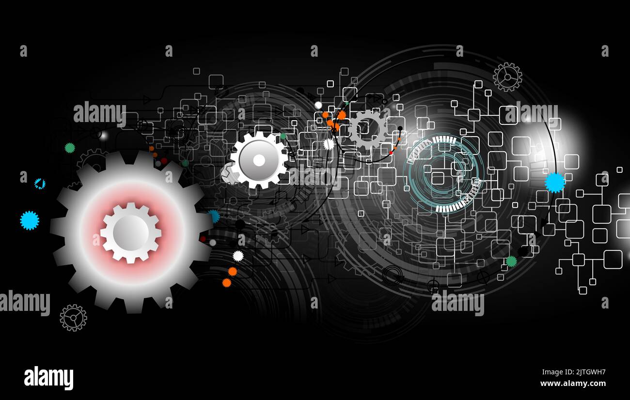 Abstract cogs futuristic global Molecules technology with linear and ...