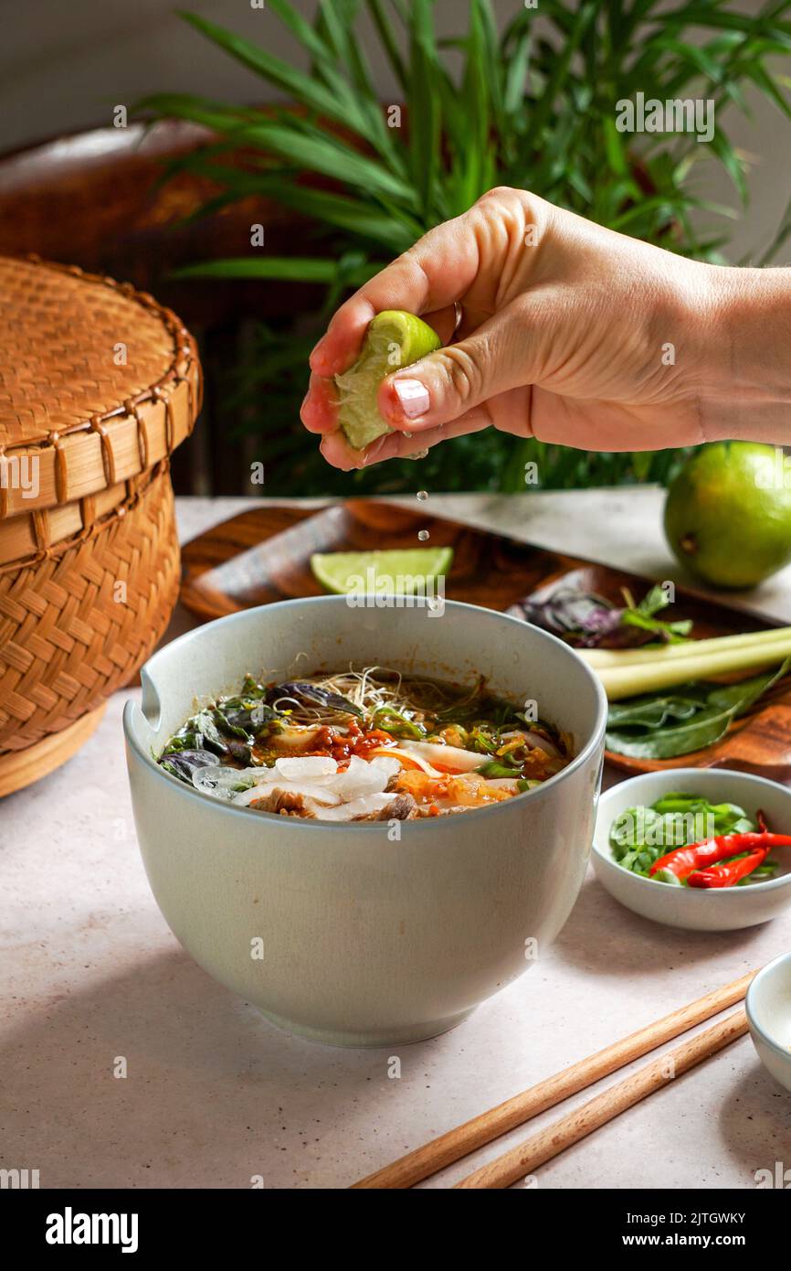 Bun Bo Hue Bun Bo Vietnamese Beef Noodle Soup Spicy Bowl Of Beef And Rice Vermicelli Soup