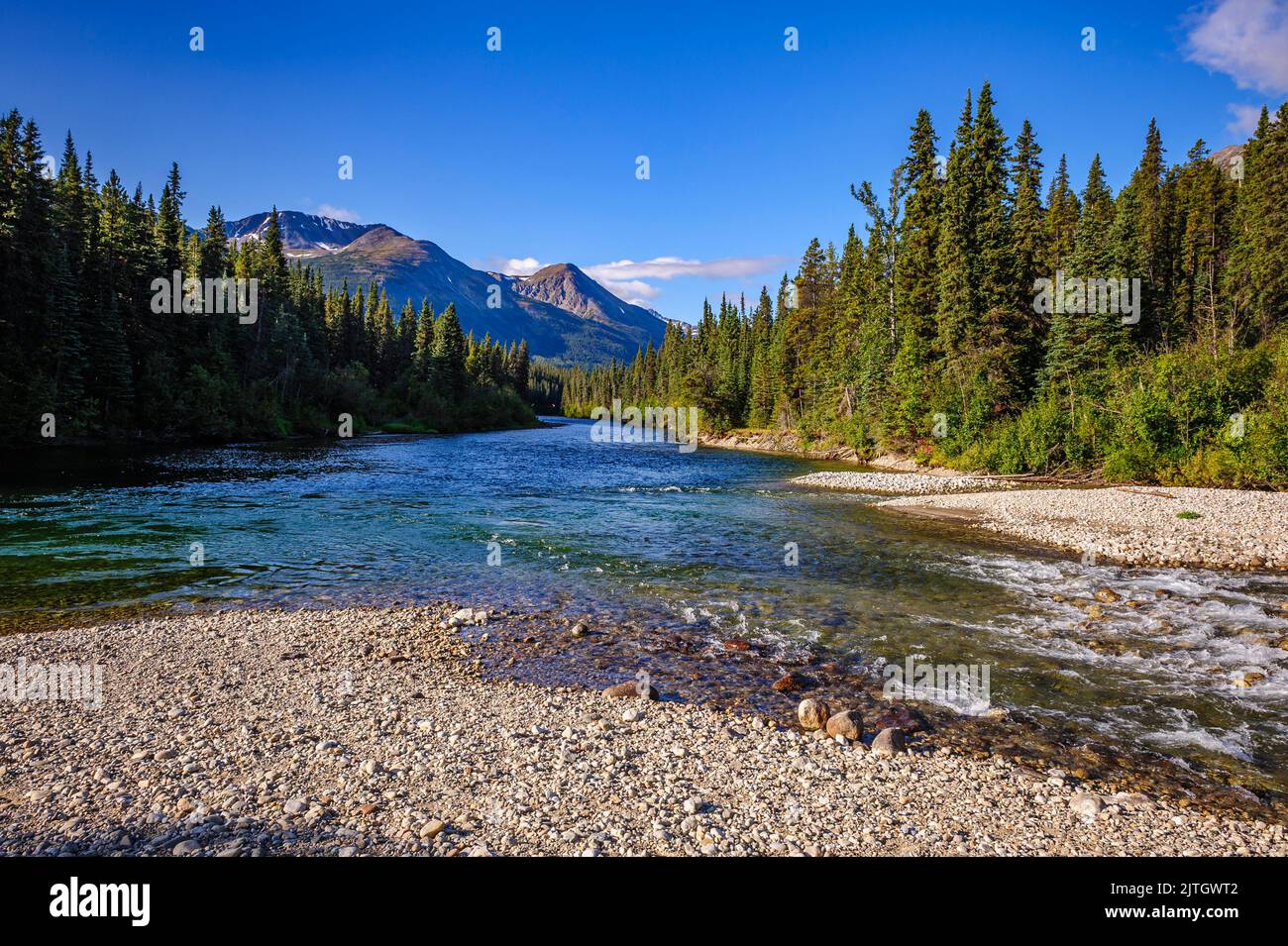 The Cottonwood River, a tributary of the Dease RIver, along the Stewart ...