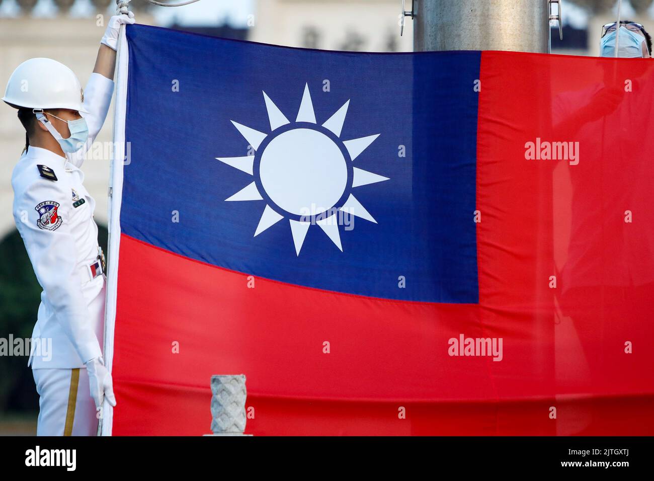 Taipri, Taipei, Taiwan. 30th Aug, 2022. Military honour guards hold a ...