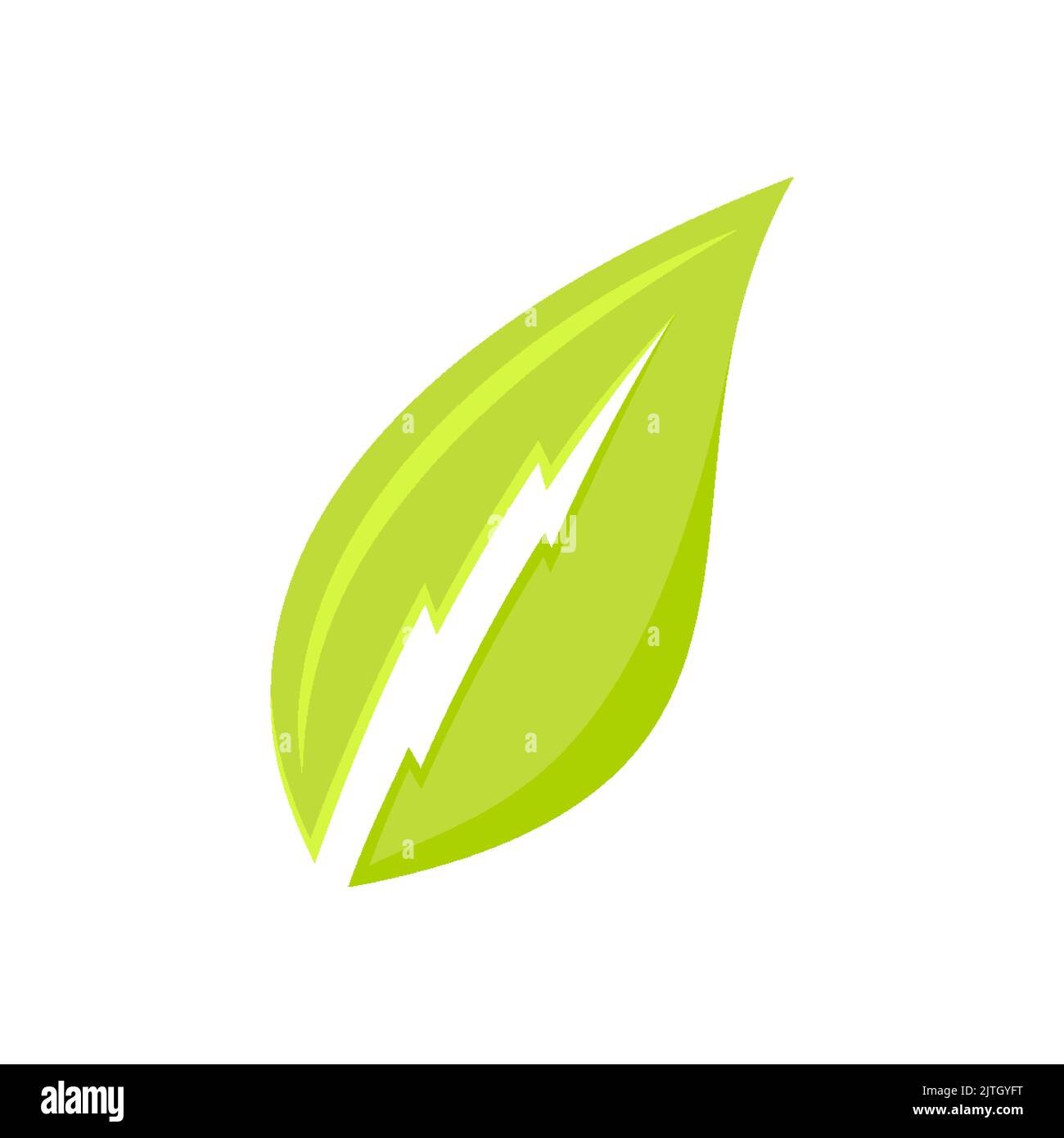 Green leaf lightning electricity natural flat. Renewable energy ...