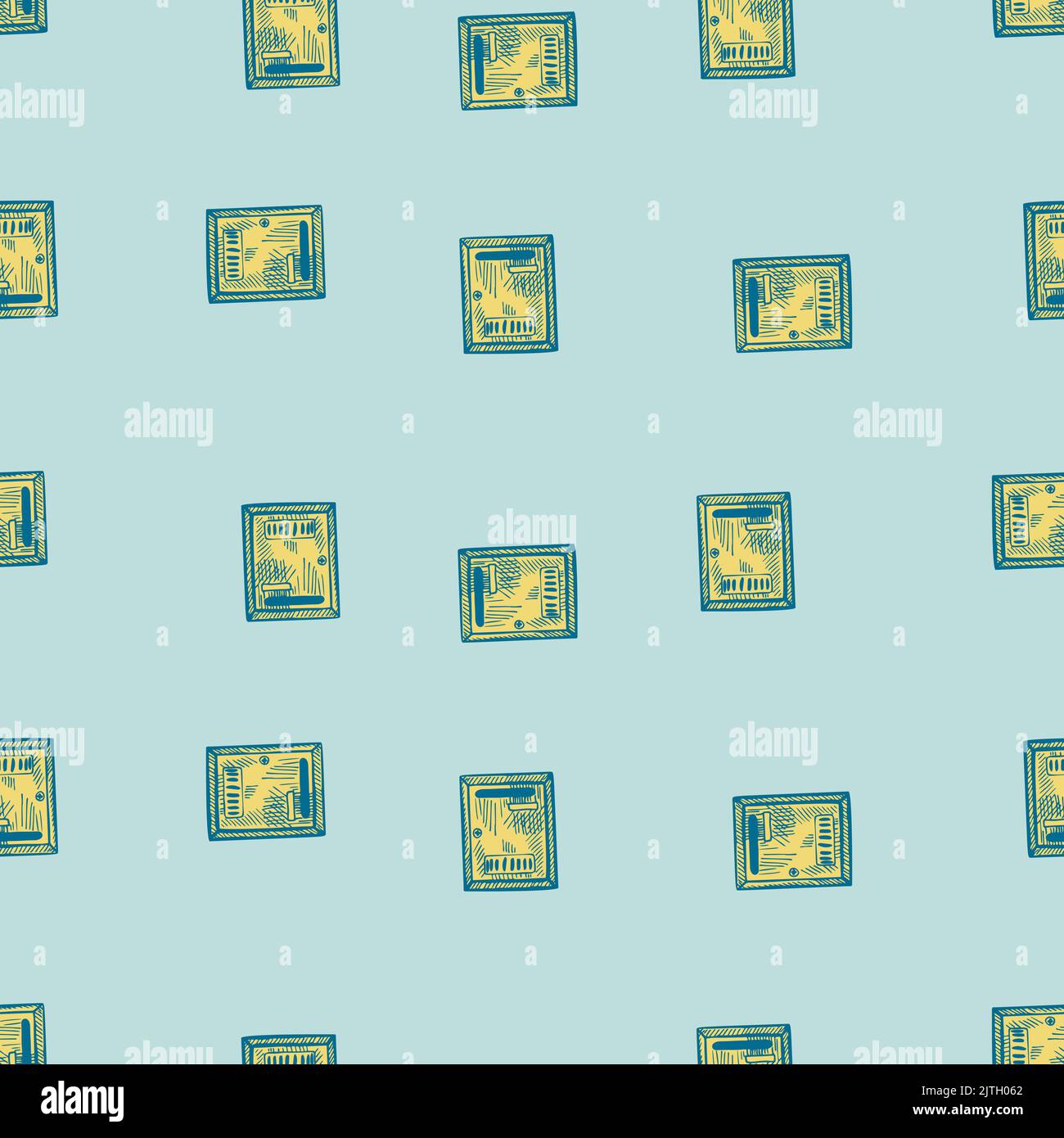 Mailbox engraved seamless pattern. Vintage letterbox in hand drawn ...