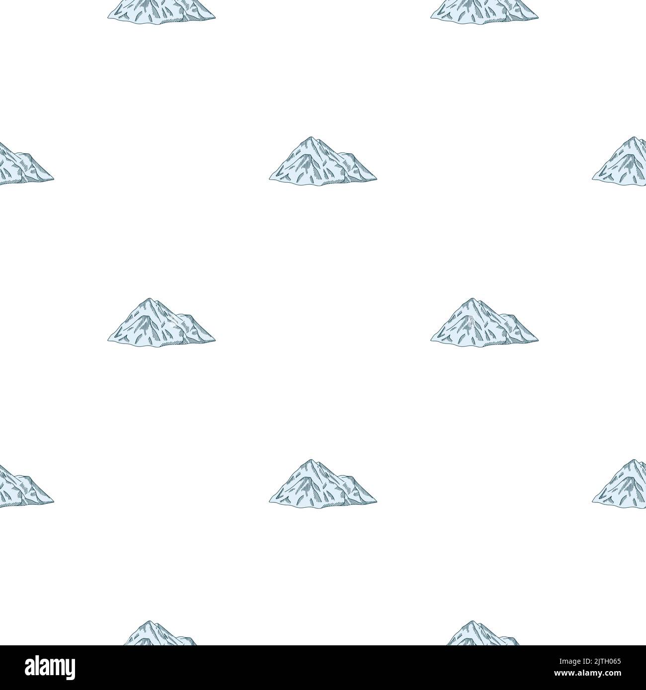 Mountain peak engraved seamless pattern. Vintage rock landscape in hand ...