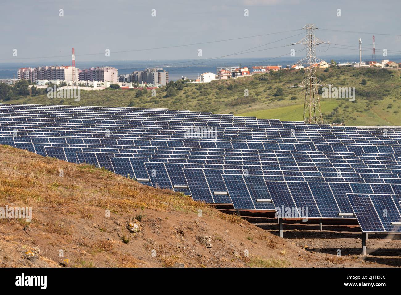 A large Huge area with installation of technology with solar panels and ...