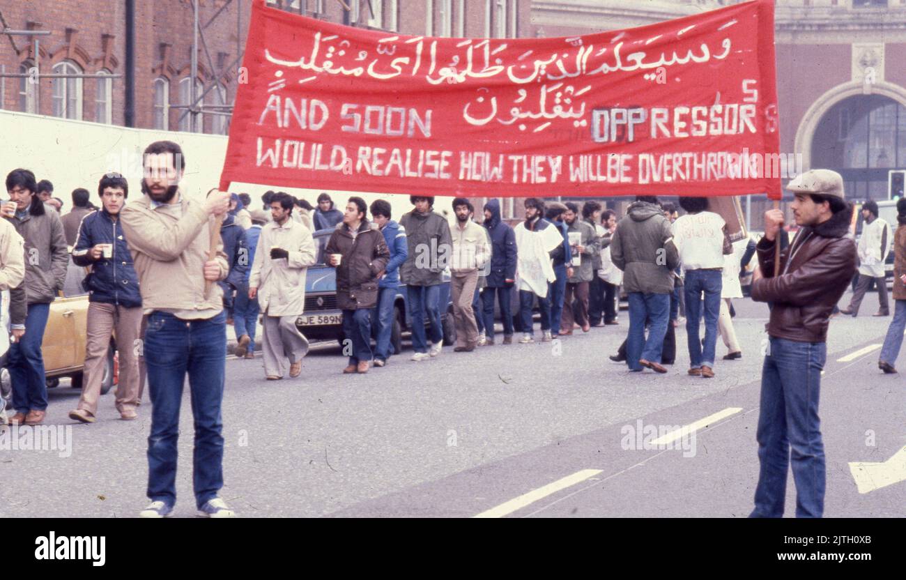 April 30, 1980, London, United Kingdom: Iranian supporters carrying a ...