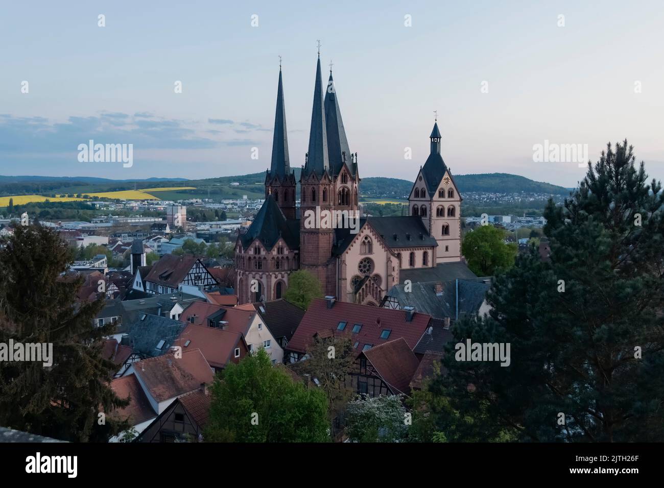 Marienkirche (Church St. Mary) in Gelnhausen, Germany in the evening ...