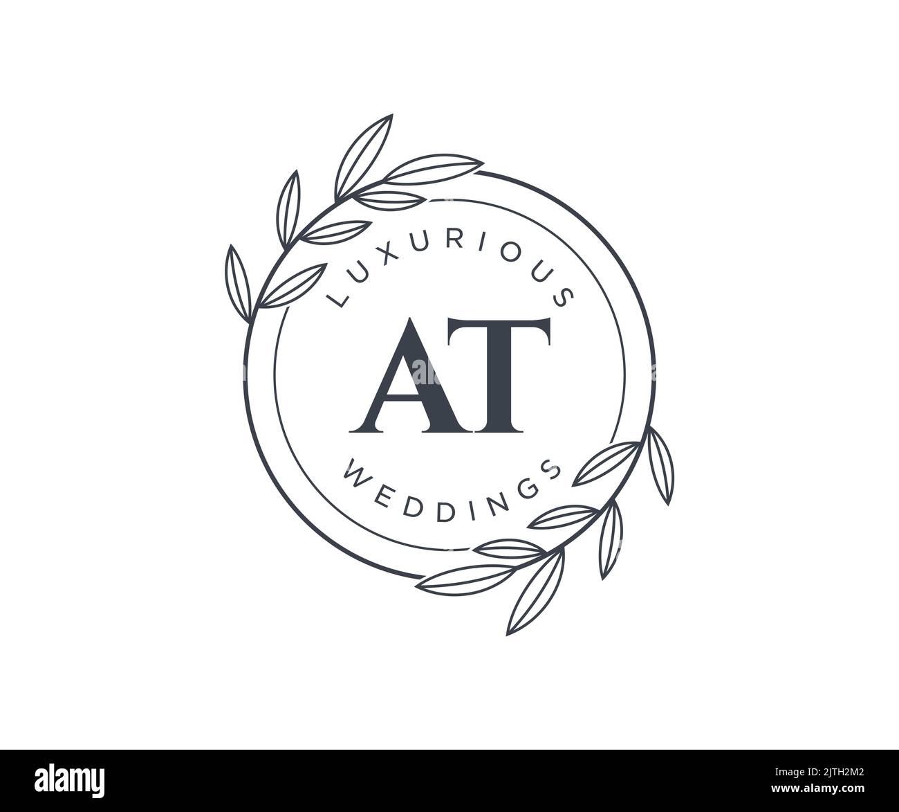 AT Initials letter Wedding monogram logos template, hand drawn modern ...