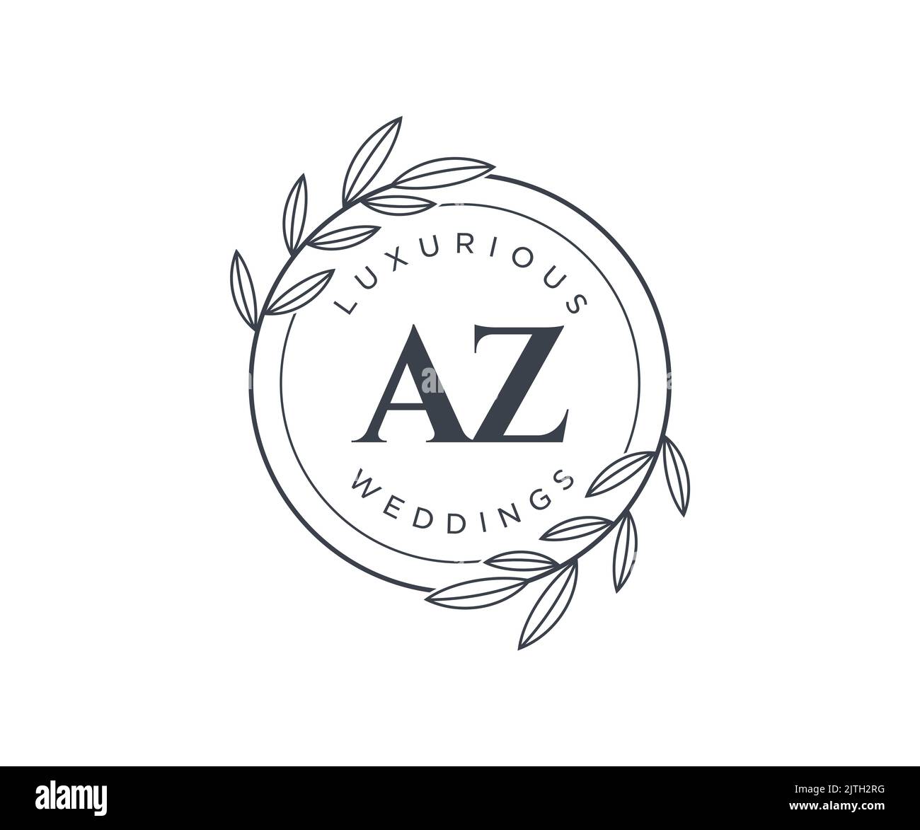 AZ Initials letter Wedding monogram logos template, hand drawn modern ...