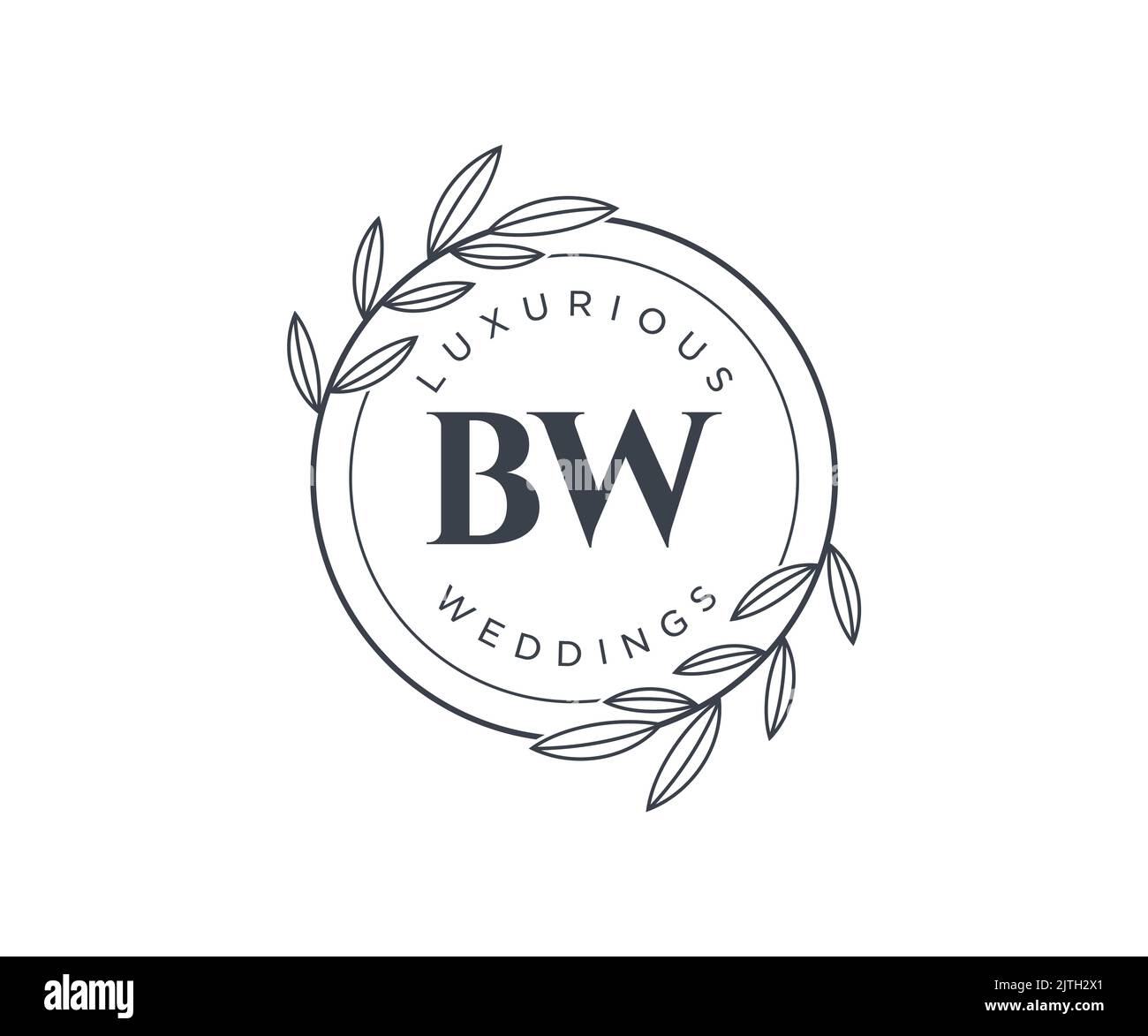 BW Initials letter Wedding monogram logos template, hand drawn modern ...