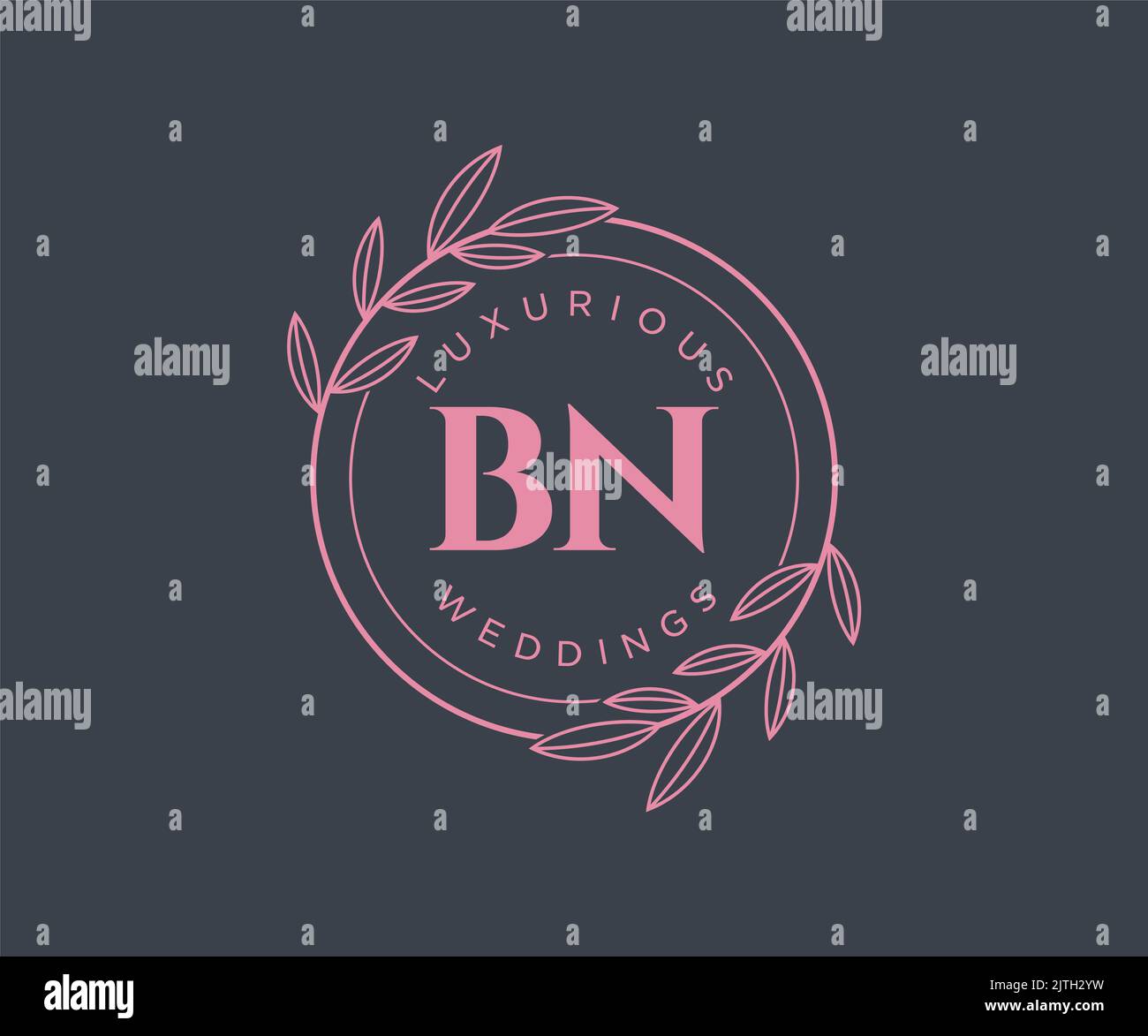 BN Initials letter Wedding monogram logos template, hand drawn modern ...