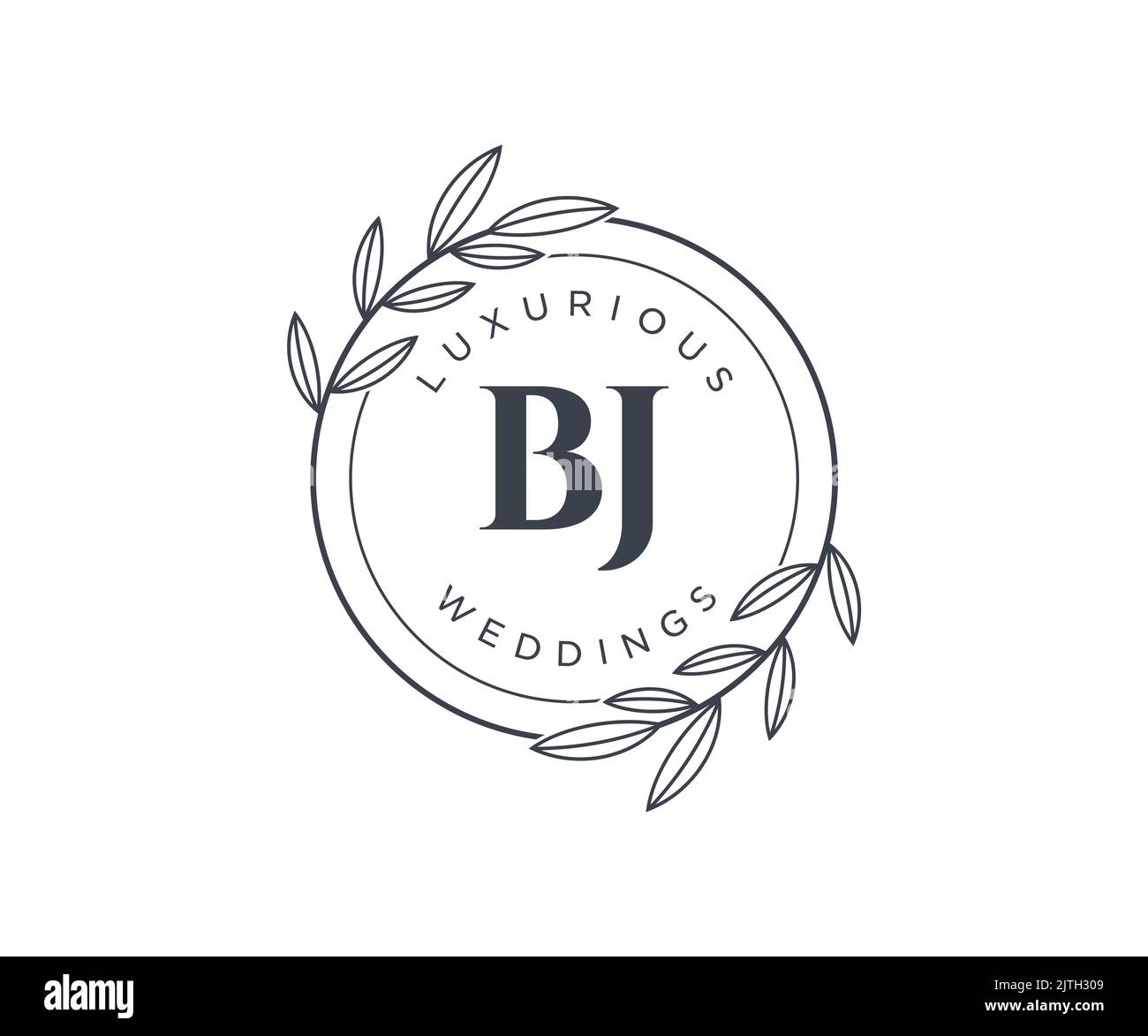 BJ Initials letter Wedding monogram logos template, hand drawn modern ...