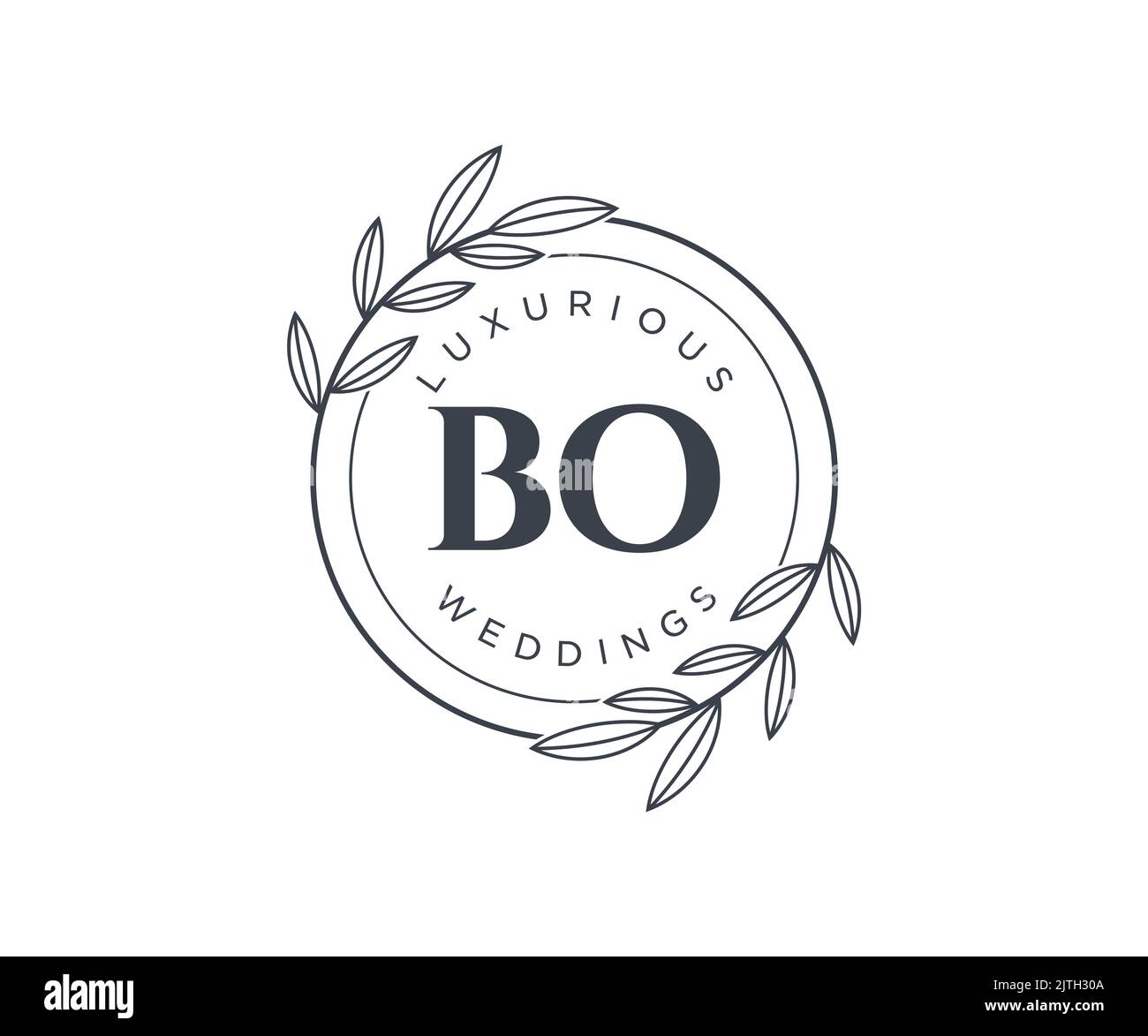 BO Initials letter Wedding monogram logos template, hand drawn modern ...