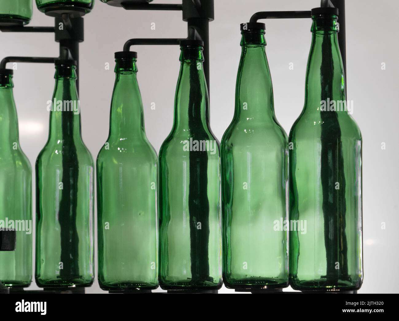 Row of see through green bottles Stock Photo - Alamy