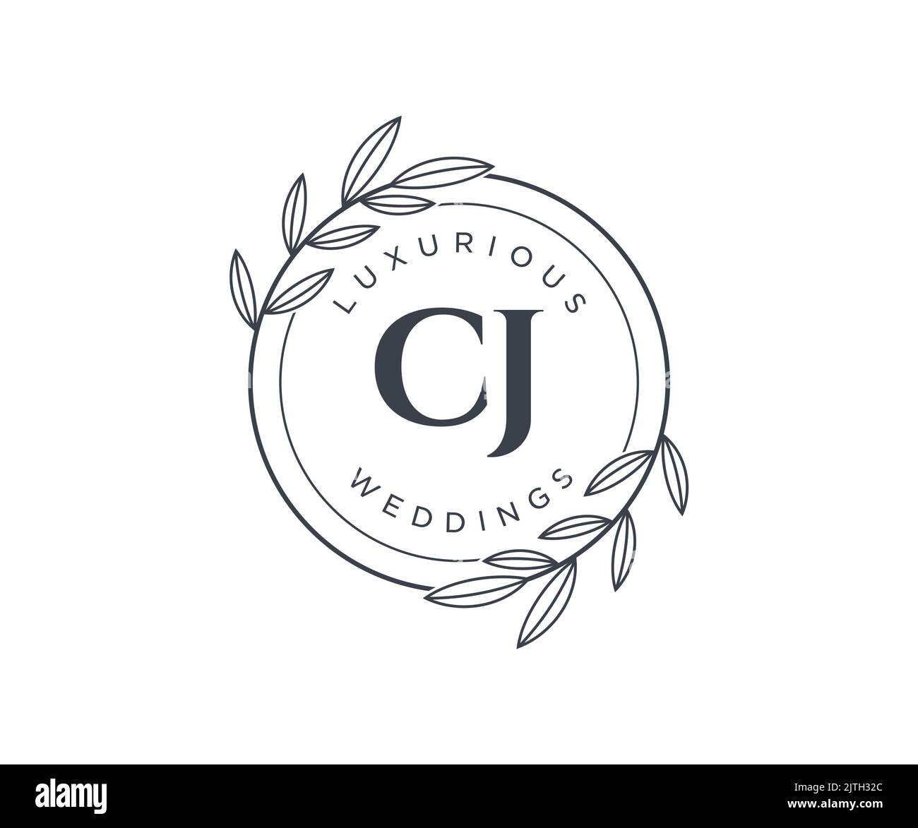 CJ Initials letter Wedding monogram logos template, hand drawn modern ...