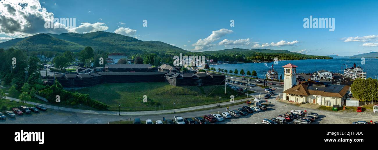Panoramic aerial view of Lake George New York popular summer vacation ...