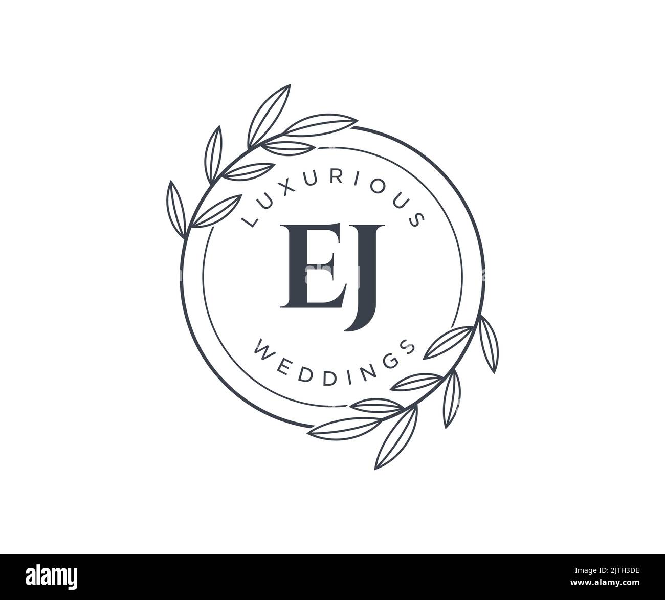 EJ Initials letter Wedding monogram logos template, hand drawn modern ...