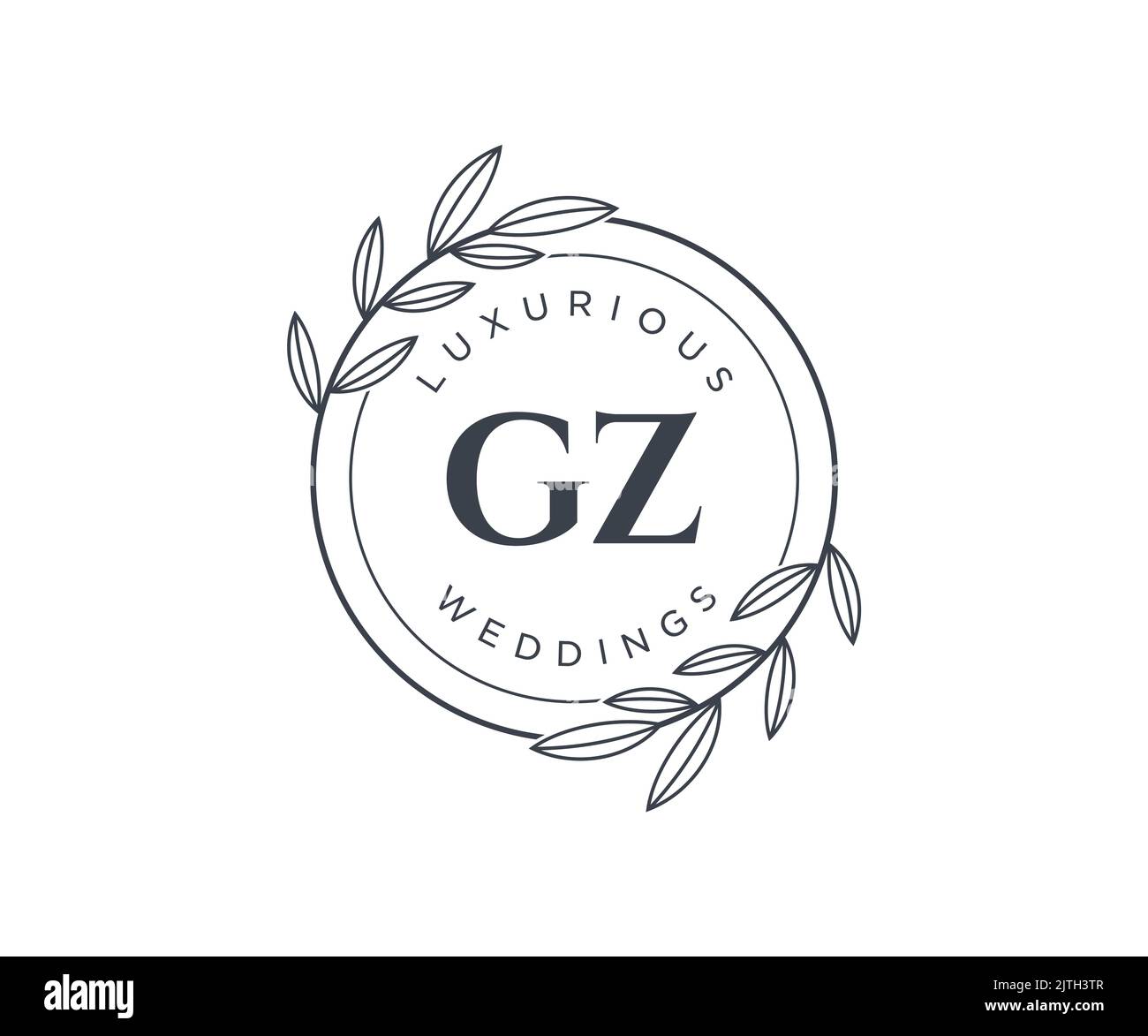 GZ Initials letter Wedding monogram logos template, hand drawn modern ...