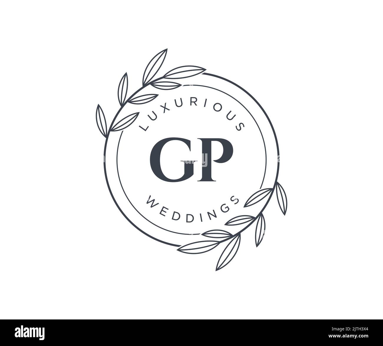 GP Initials letter Wedding monogram logos template, hand drawn modern ...