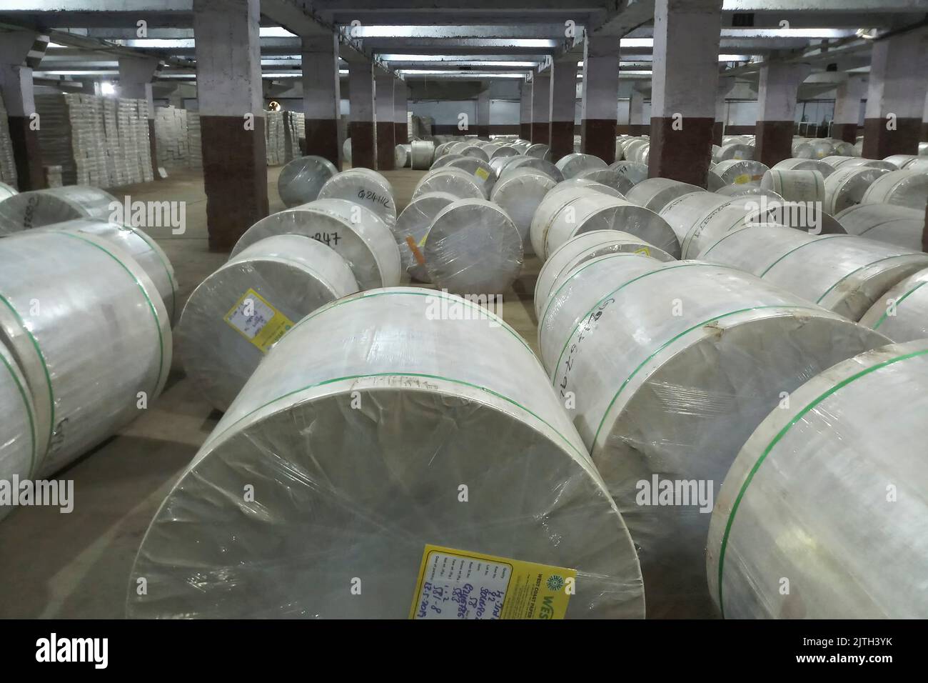 Kolkata West Bengal India 16th May 2019 Manufactured White Paper Reels Are Finished With kolkata-west-bengal-india-16th-may-2019-manufactured-white-paper-reels-are-finished-with