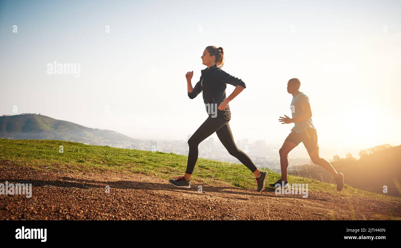 Discover just how far you can push yourself. a sporty couple out ...