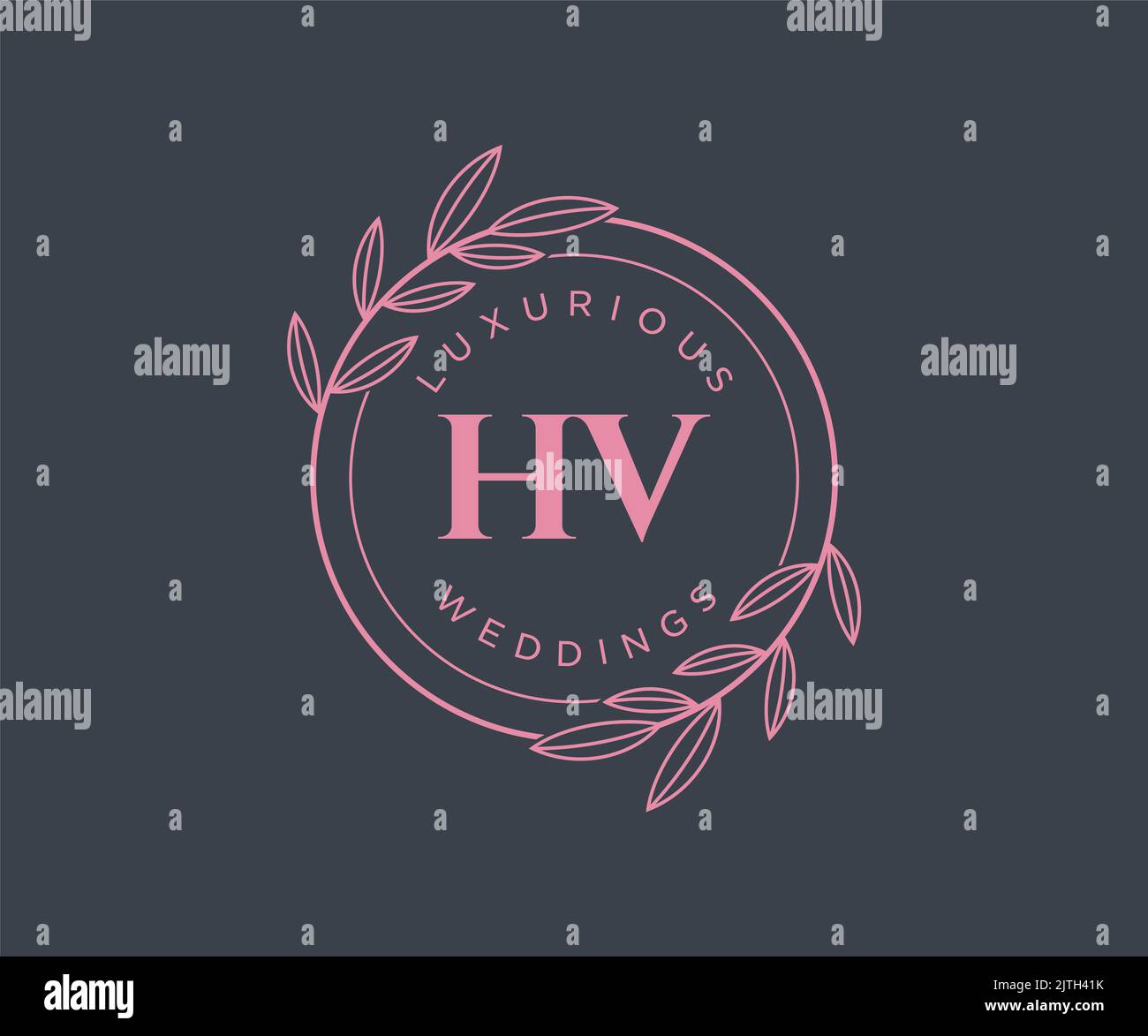 HV Initials letter Wedding monogram logos template, hand drawn modern minimalistic and floral ...