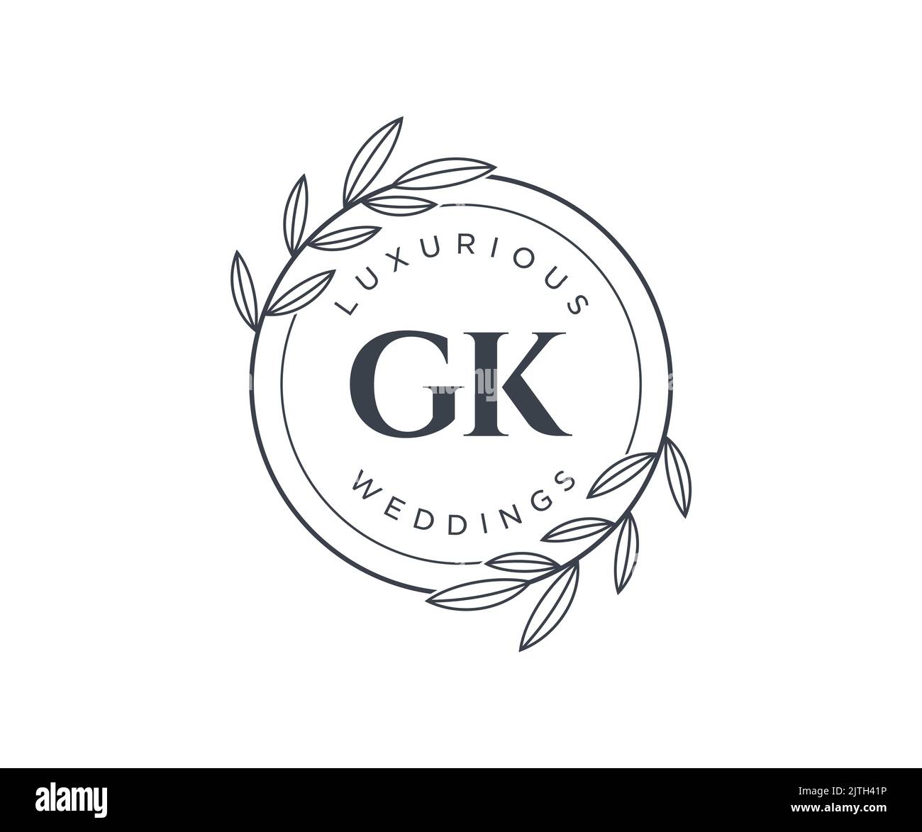 GK Initials letter Wedding monogram logos template, hand drawn modern ...