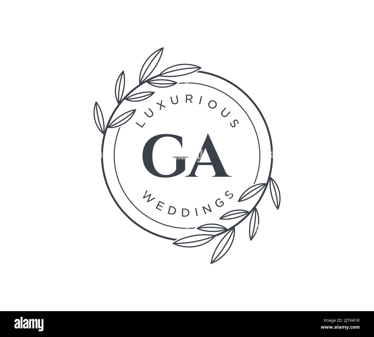 GA Initials letter Wedding monogram logos template, hand drawn modern ...