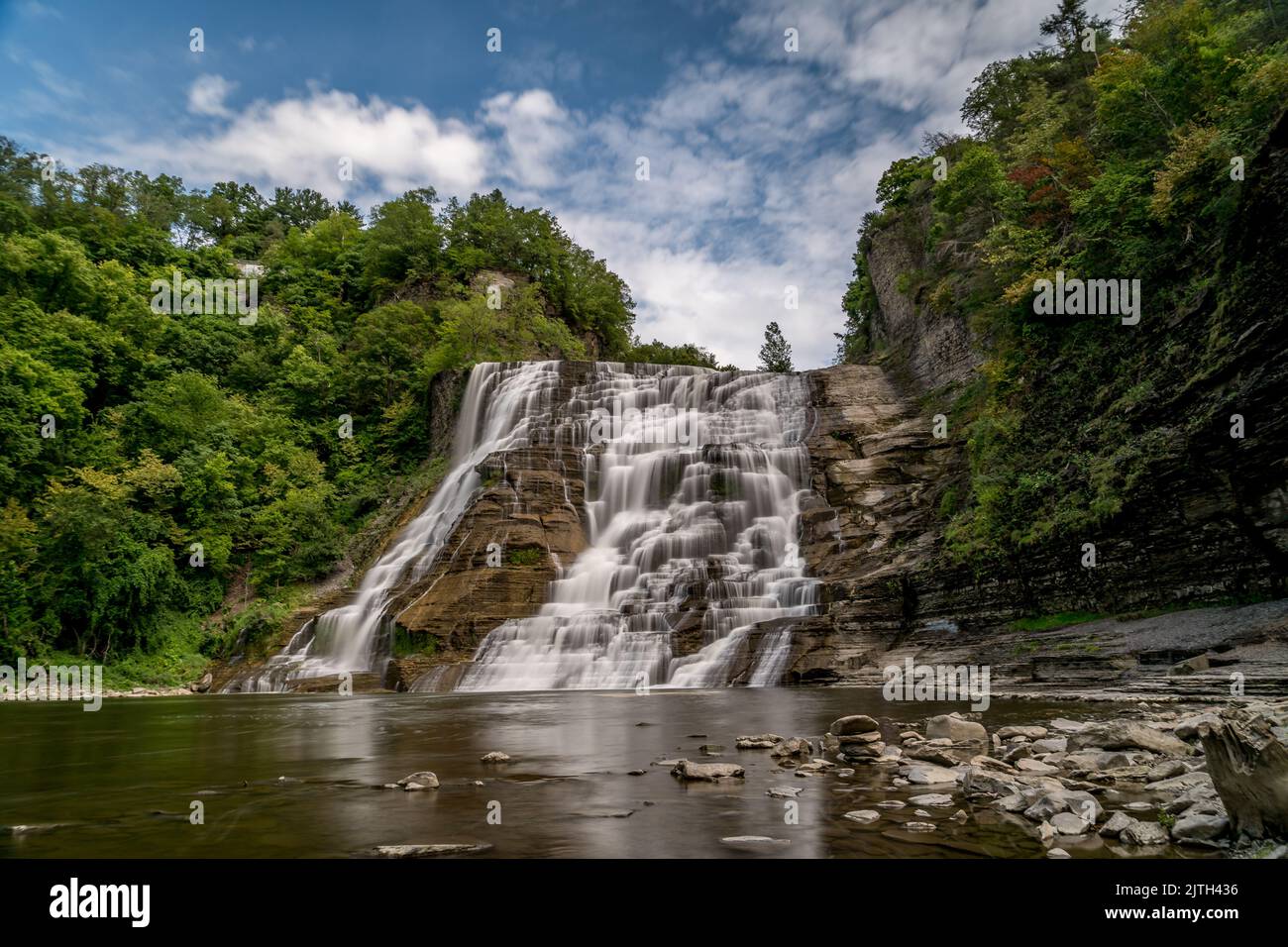 Ithaca Falls near the finger lakes and Cornell University Stock Photo ...