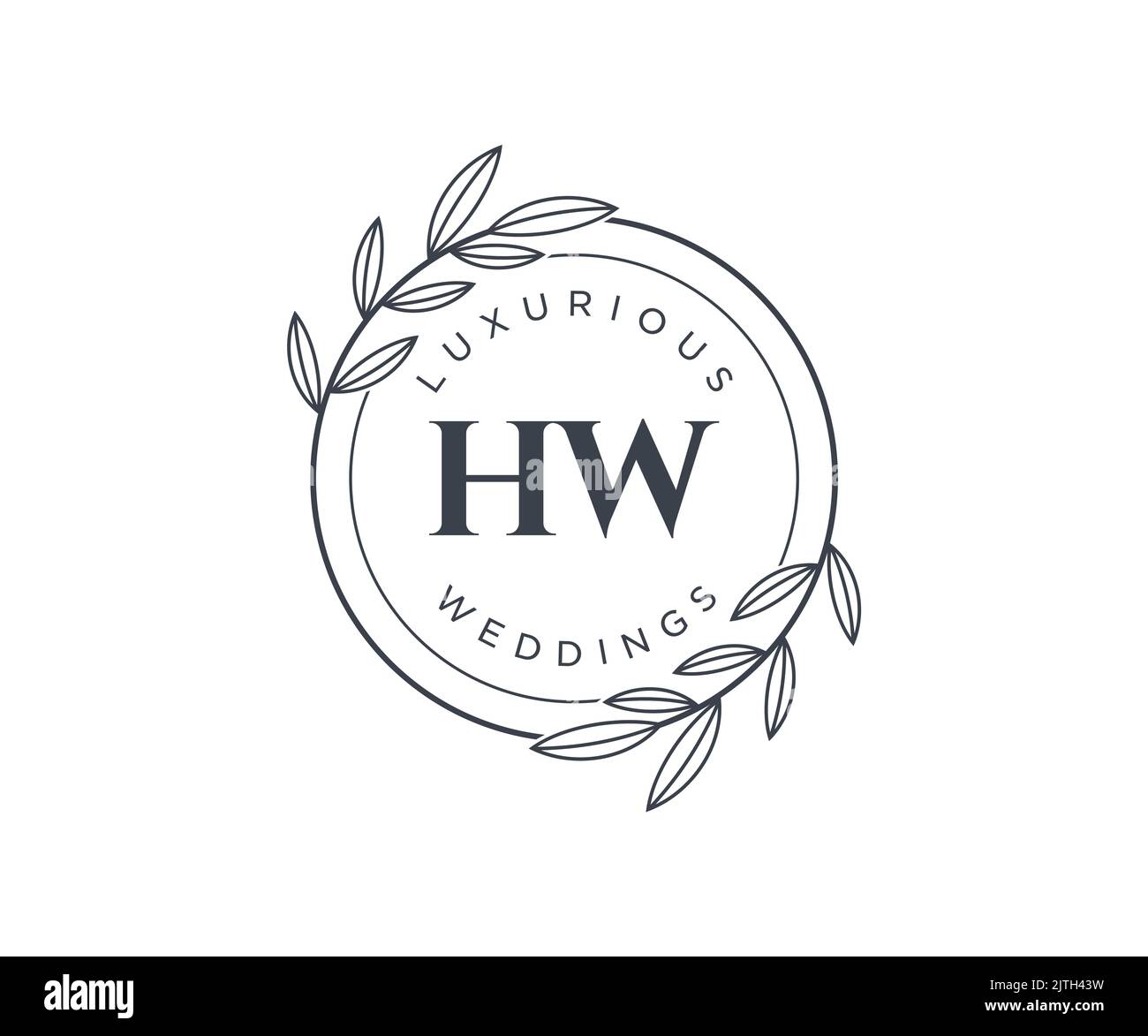HW Initials letter Wedding monogram logos template, hand drawn modern ...