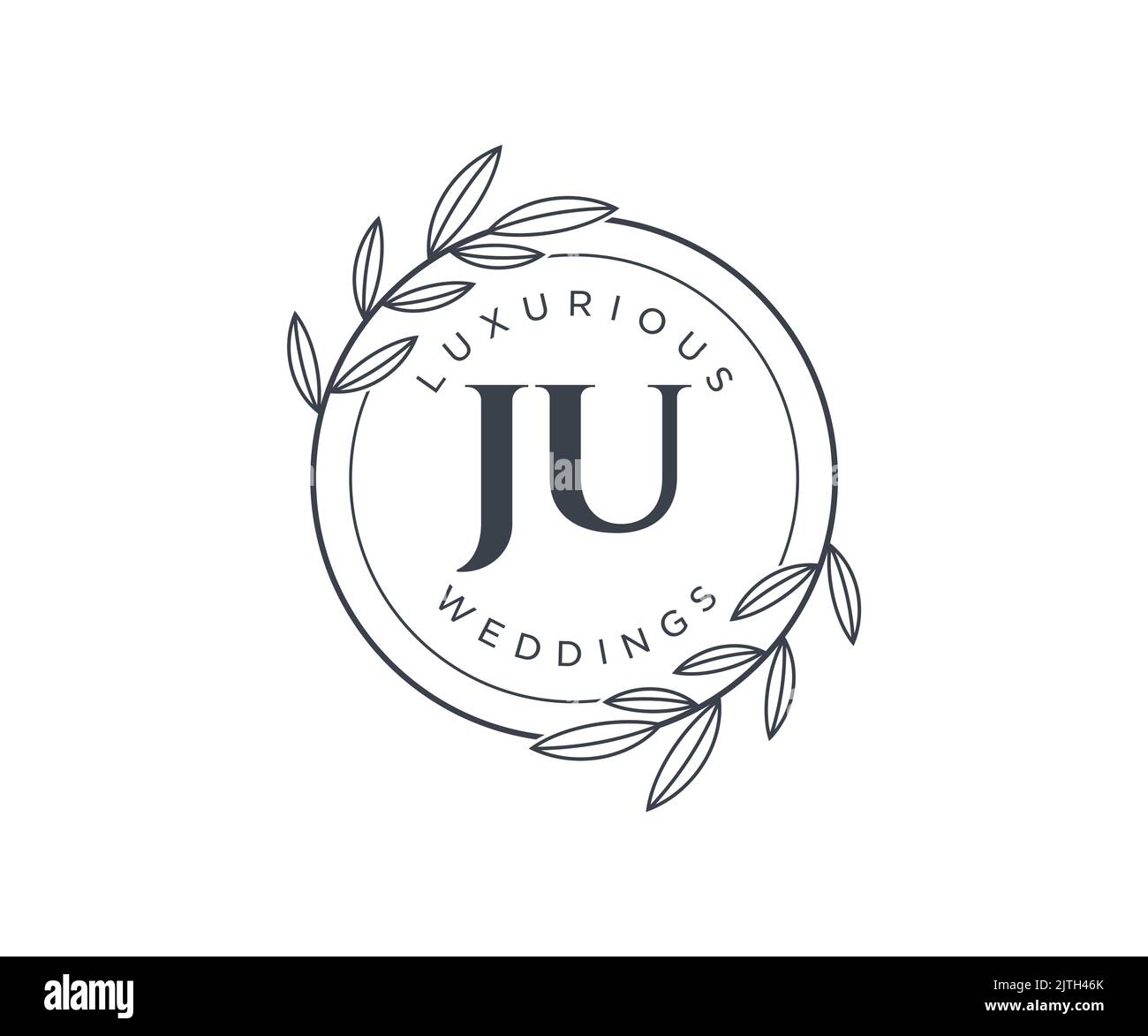 JU Initials letter Wedding monogram logos template, hand drawn modern ...