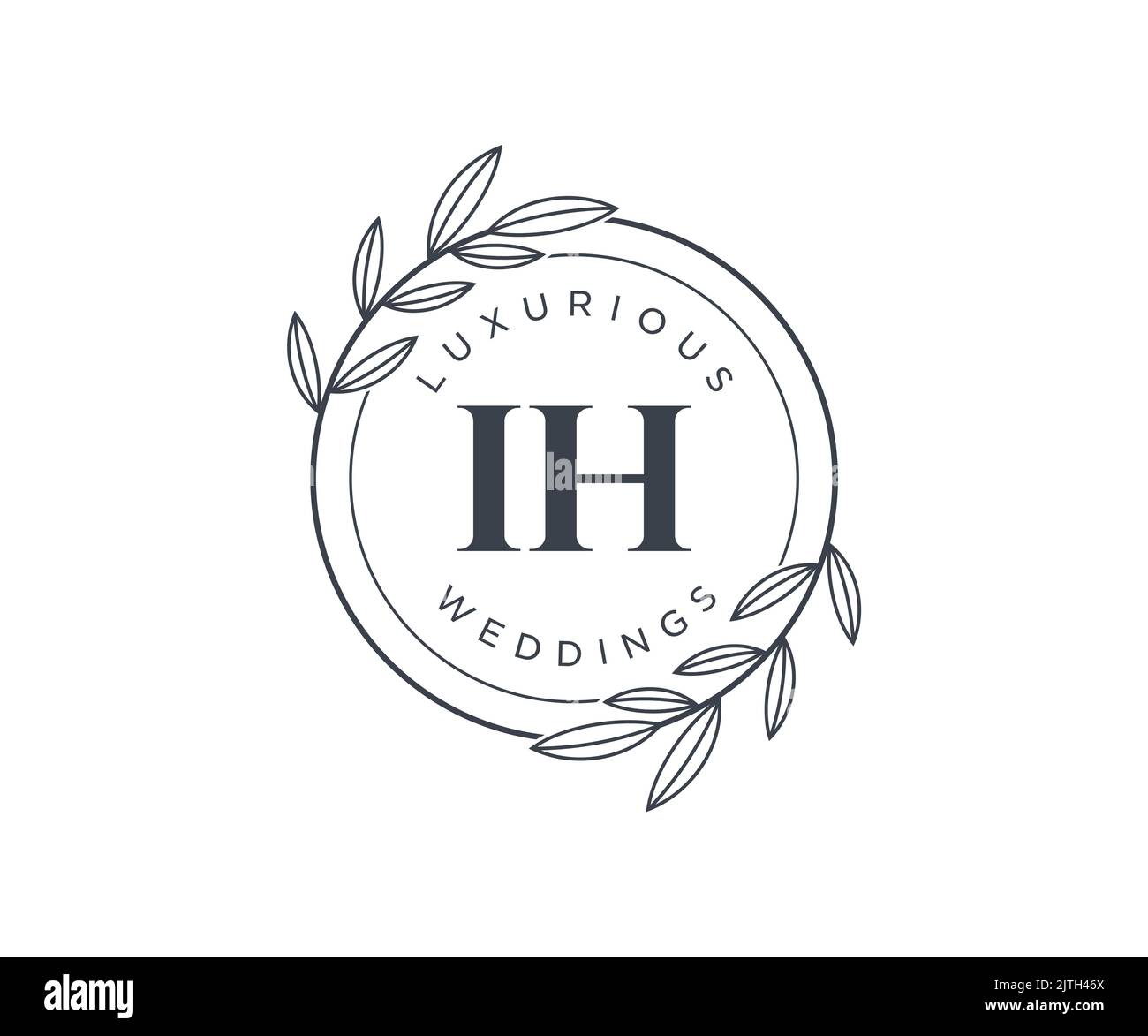 IH Initials letter Wedding monogram logos template, hand drawn modern ...