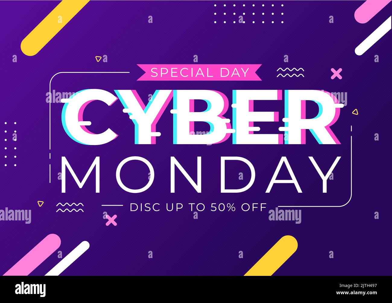 Cyber Monday Template Hand Drawn Cartoon Flat Background Illustration ...