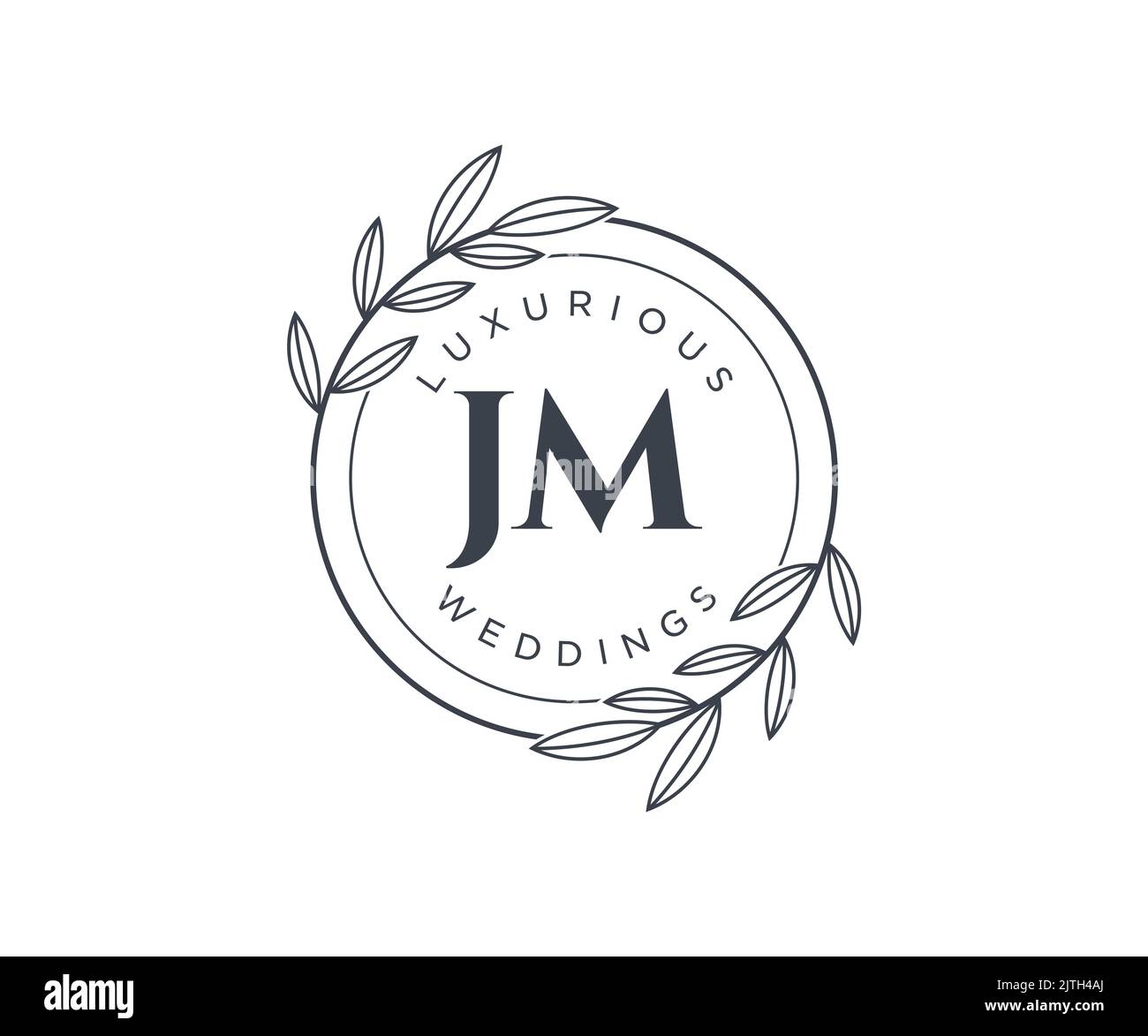 JM Initials letter Wedding monogram logos template, hand drawn modern minimalistic and floral ...